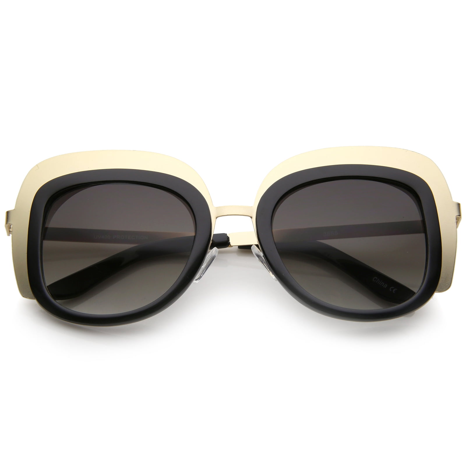 sunglassLA Unisex Women's Oversize Two-Tone Metal Frame Border Square ...