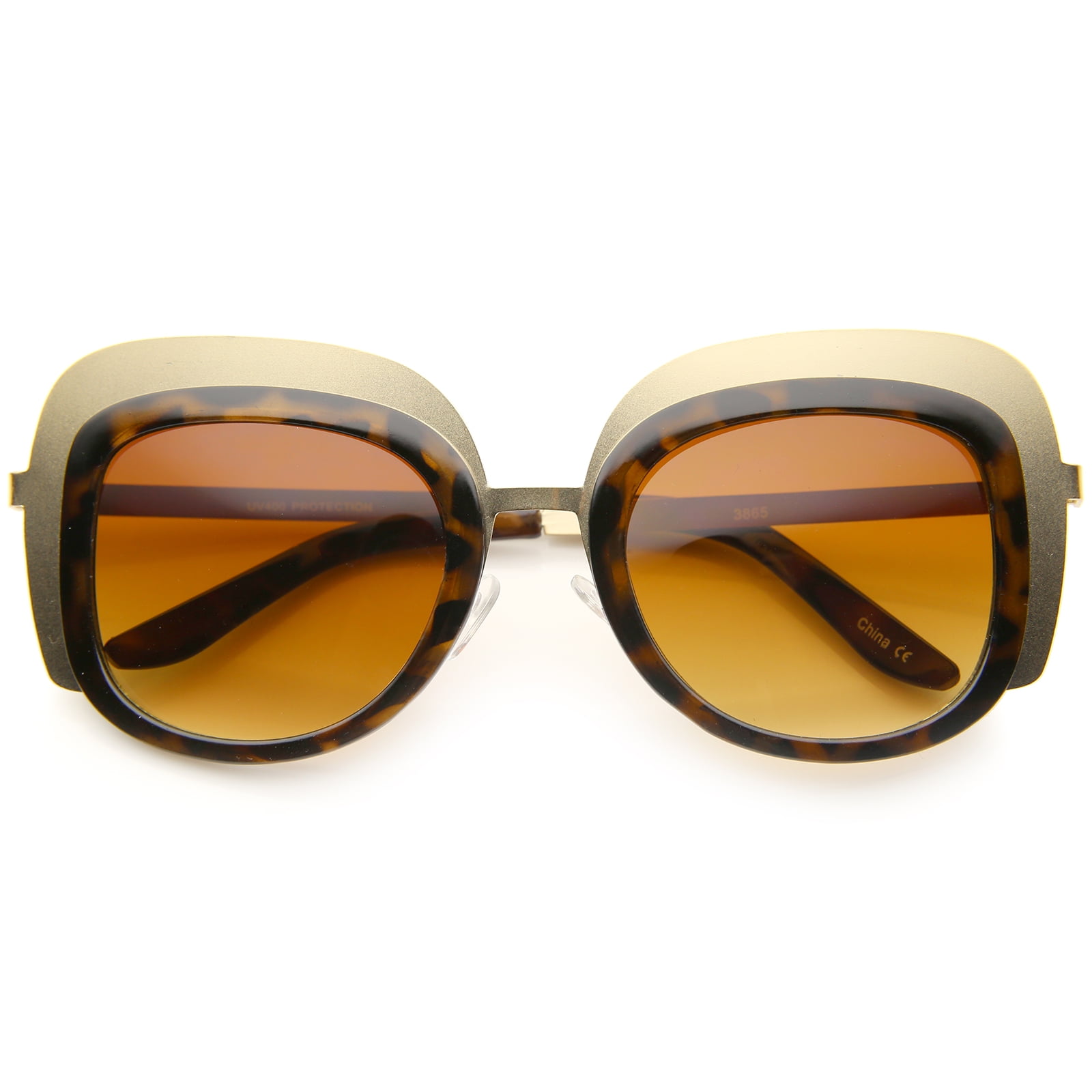sunglassLA Unisex Women's Oversize Two-Tone Metal Frame Border Square ...
