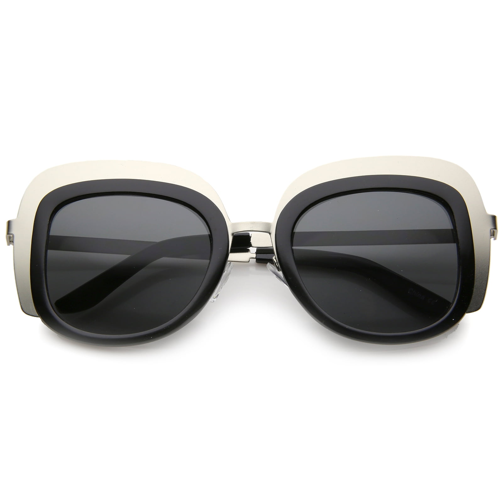 sunglassLA Unisex Women's Oversize Two-Tone Metal Frame Border Square ...