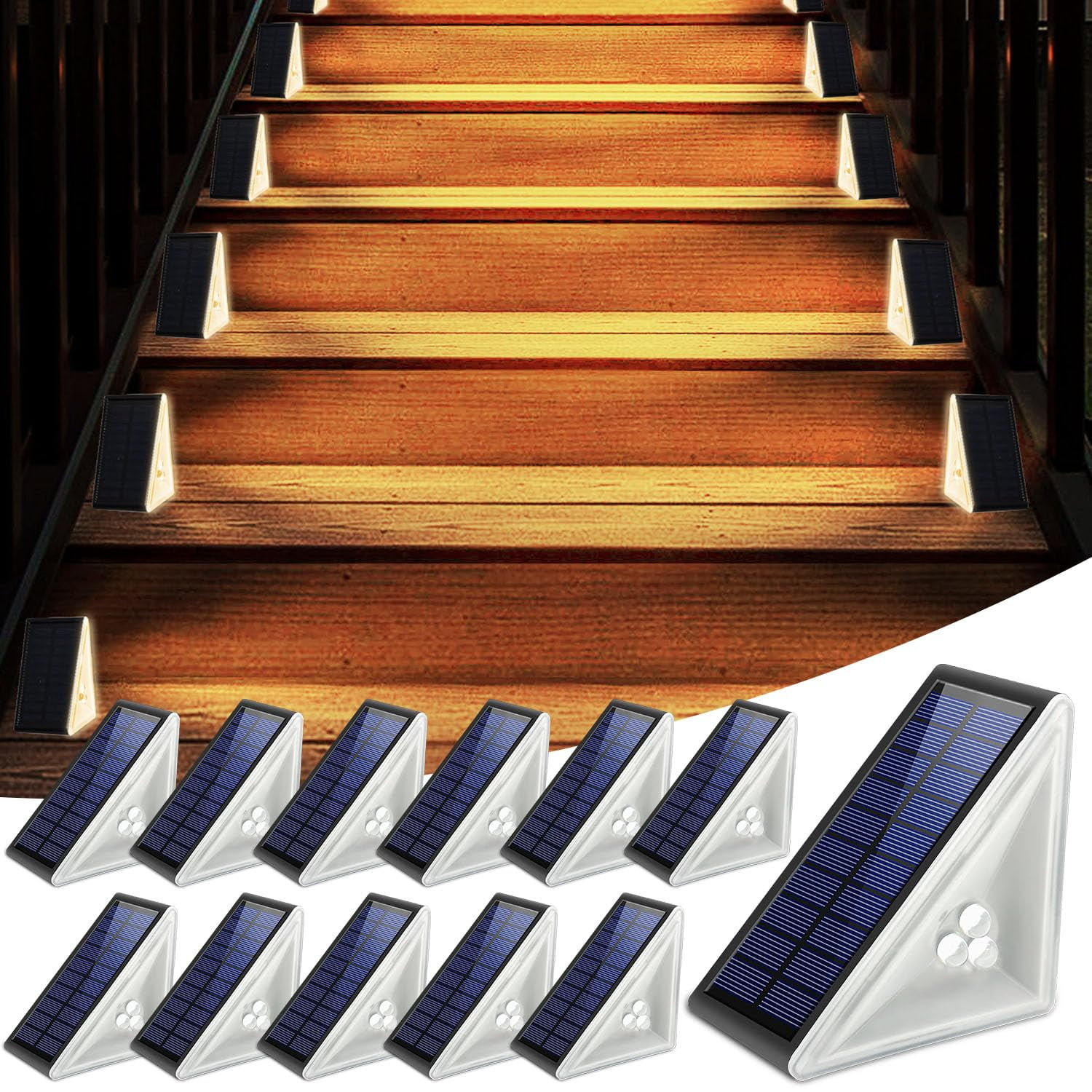 sunlight encounter Solar Step Lights Outdoor Waterproof IP67, 12 Pack ...