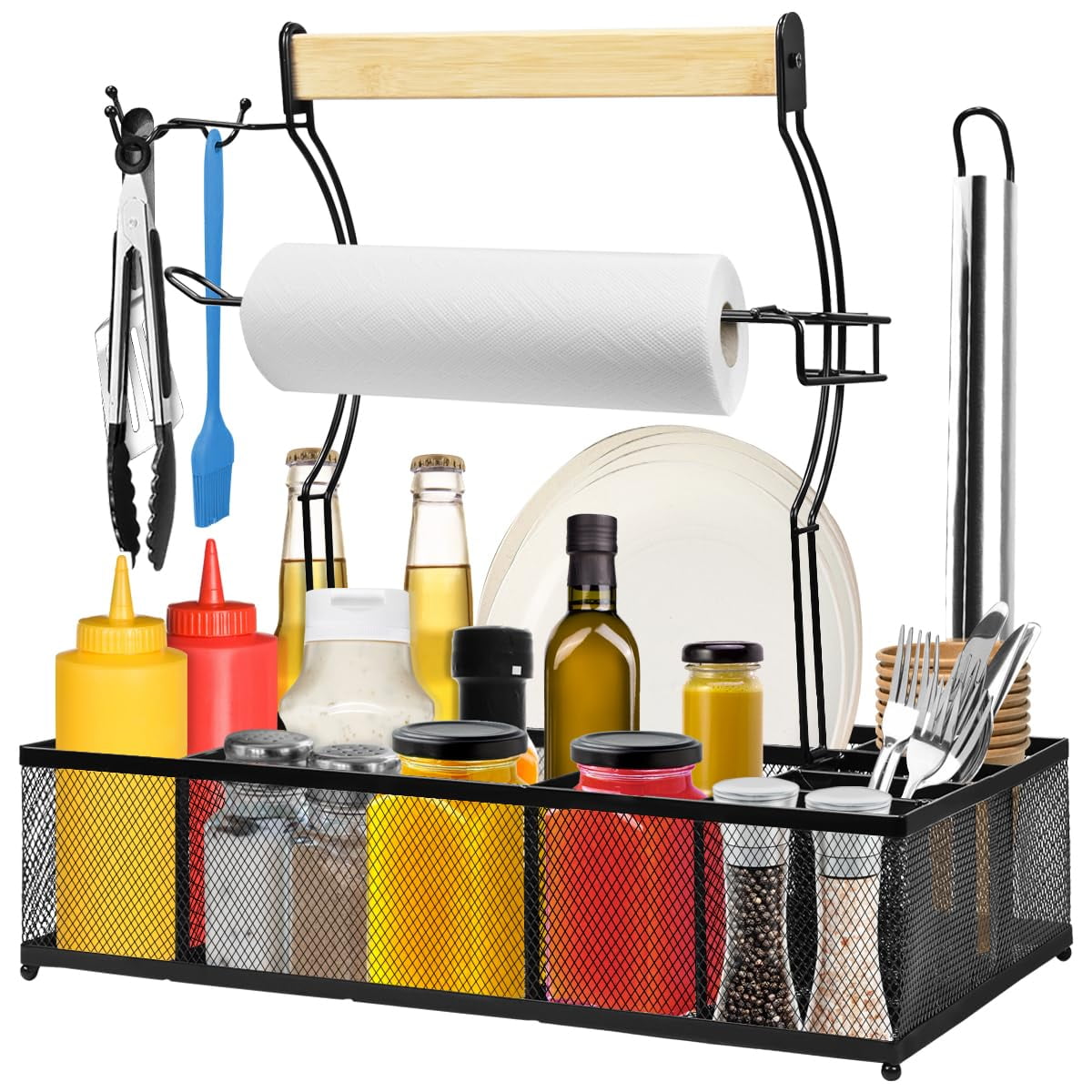 sunmeg Grill Caddy for Camping Outdoor BBQ Organizer 2 Paper Towel ...