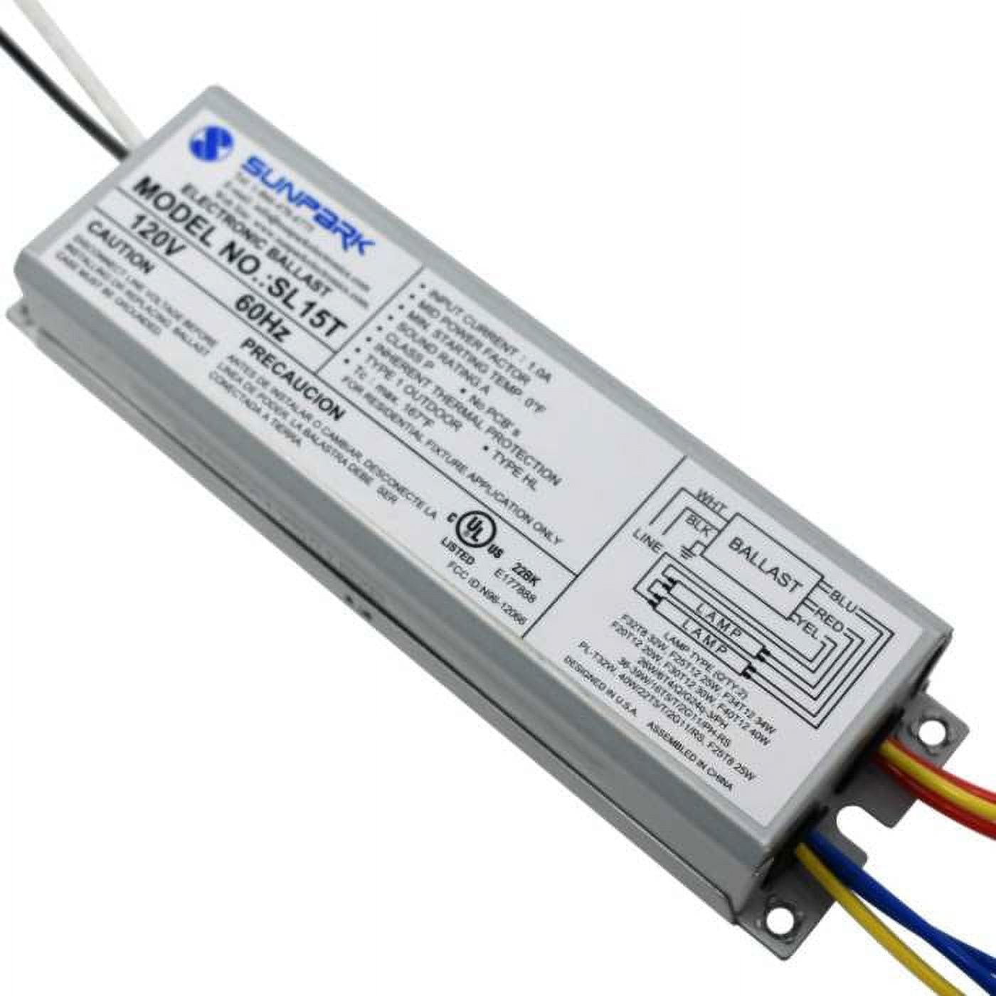 sunpark SL15T, 120V Electronic Fluorescent Rapid Start Ballast ...