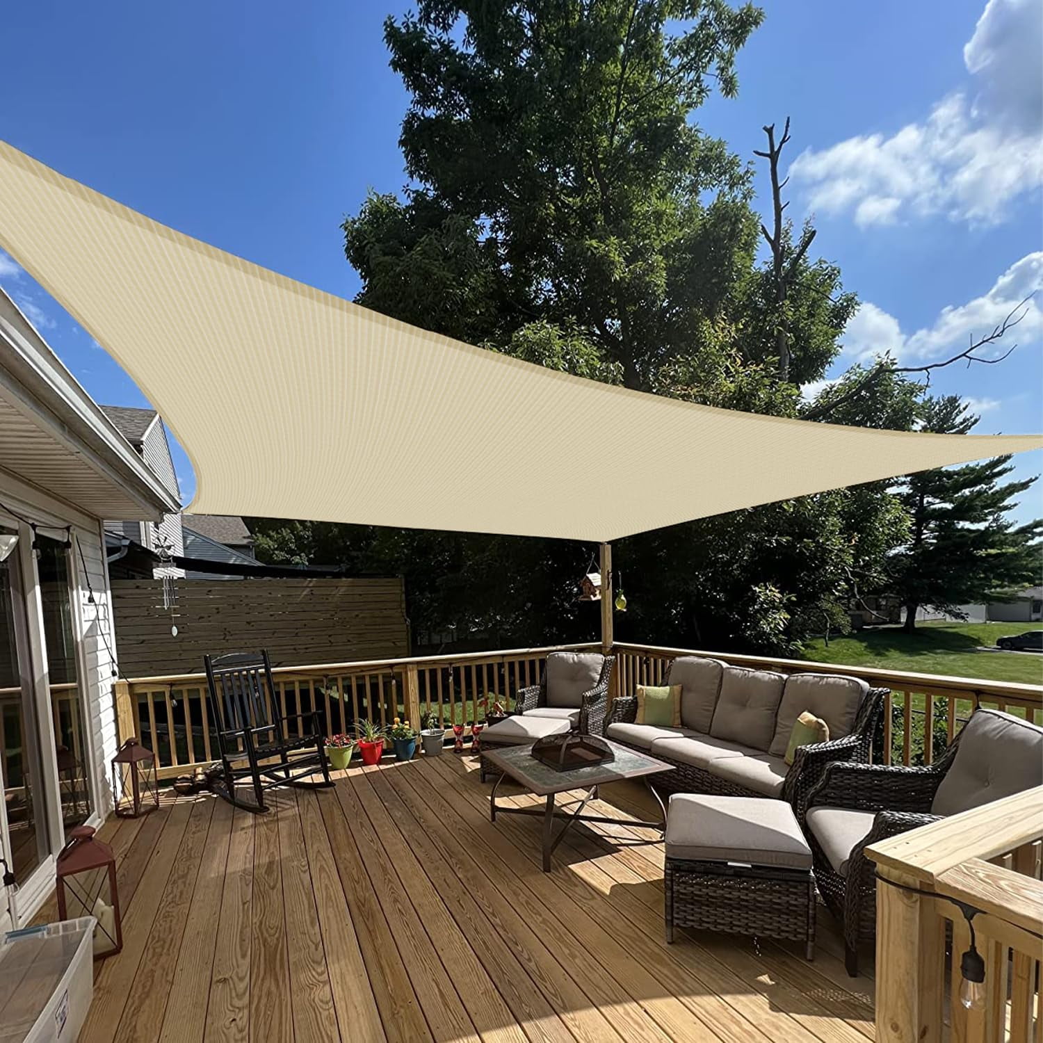 **sunrise 20' x 20' sun shade sail rectangle canopy shade cover uv block for patio backyard ...