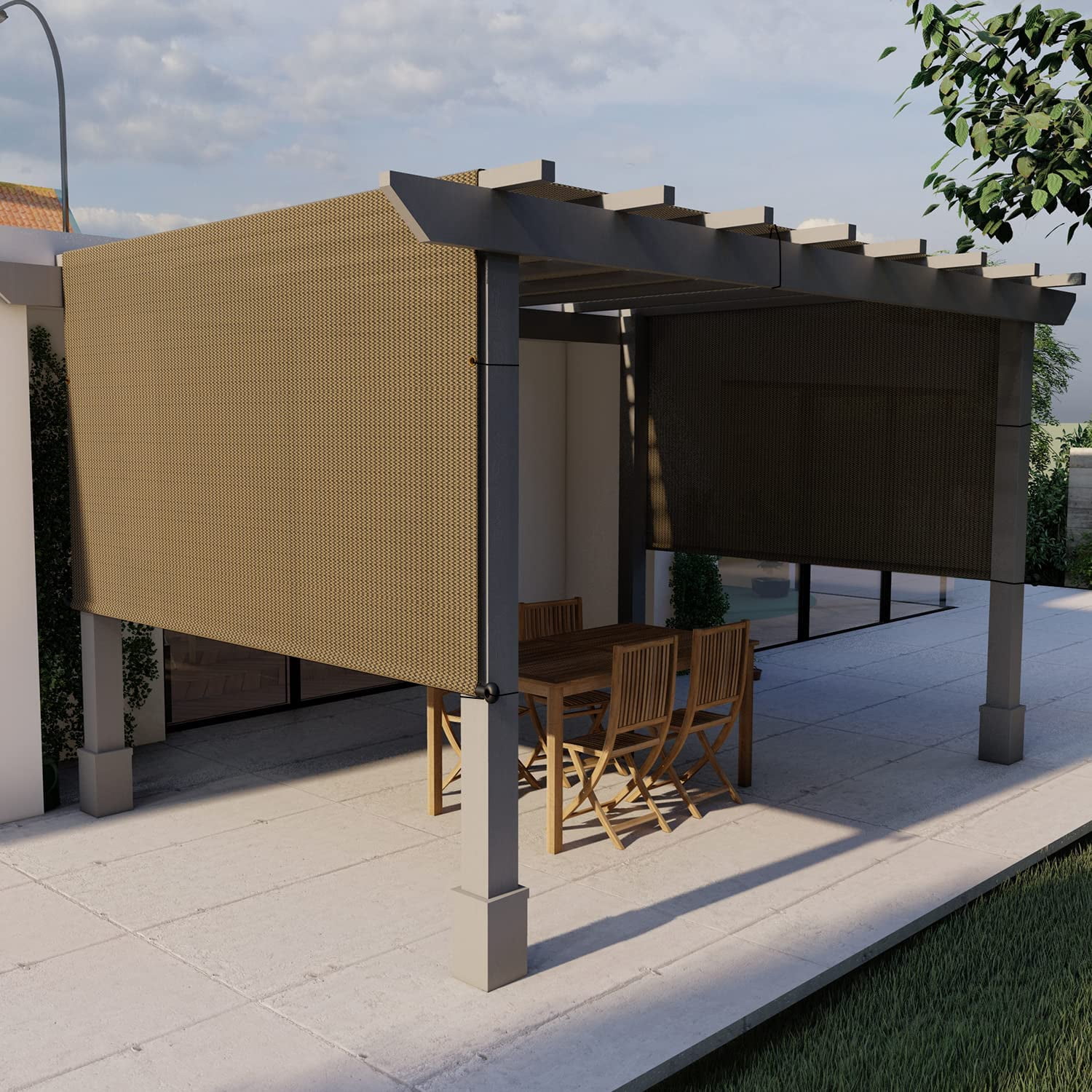 **sunrise 8'wx12'l outdoor shade canopy cover with grommets weighted ...
