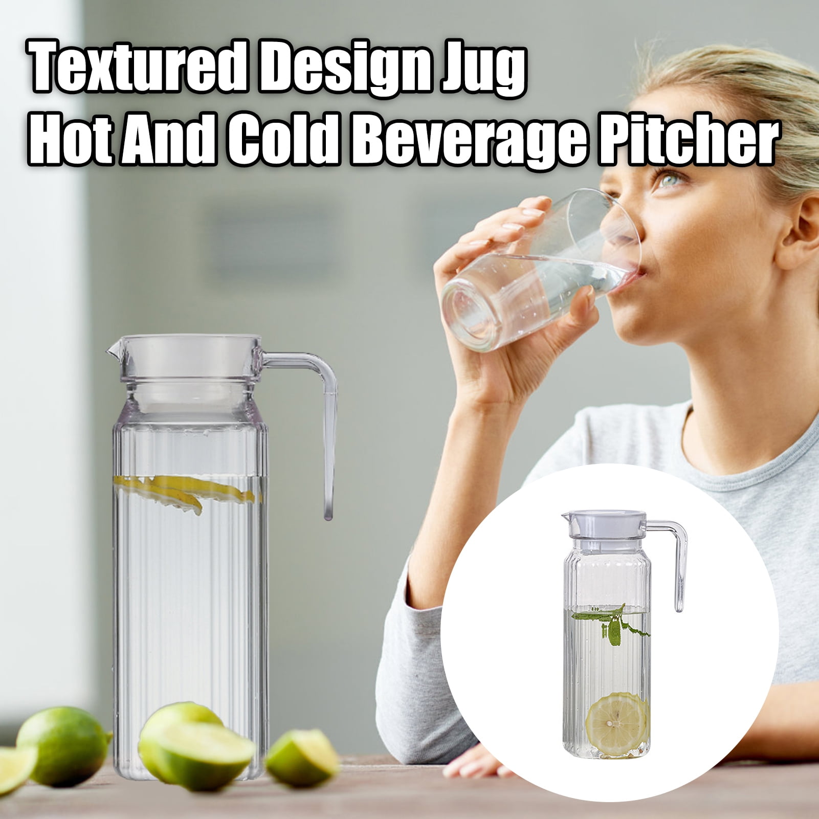 sunsanly 0.8L/1.1L Transparent Kettle Ribbed Design Vented Lid Water ...