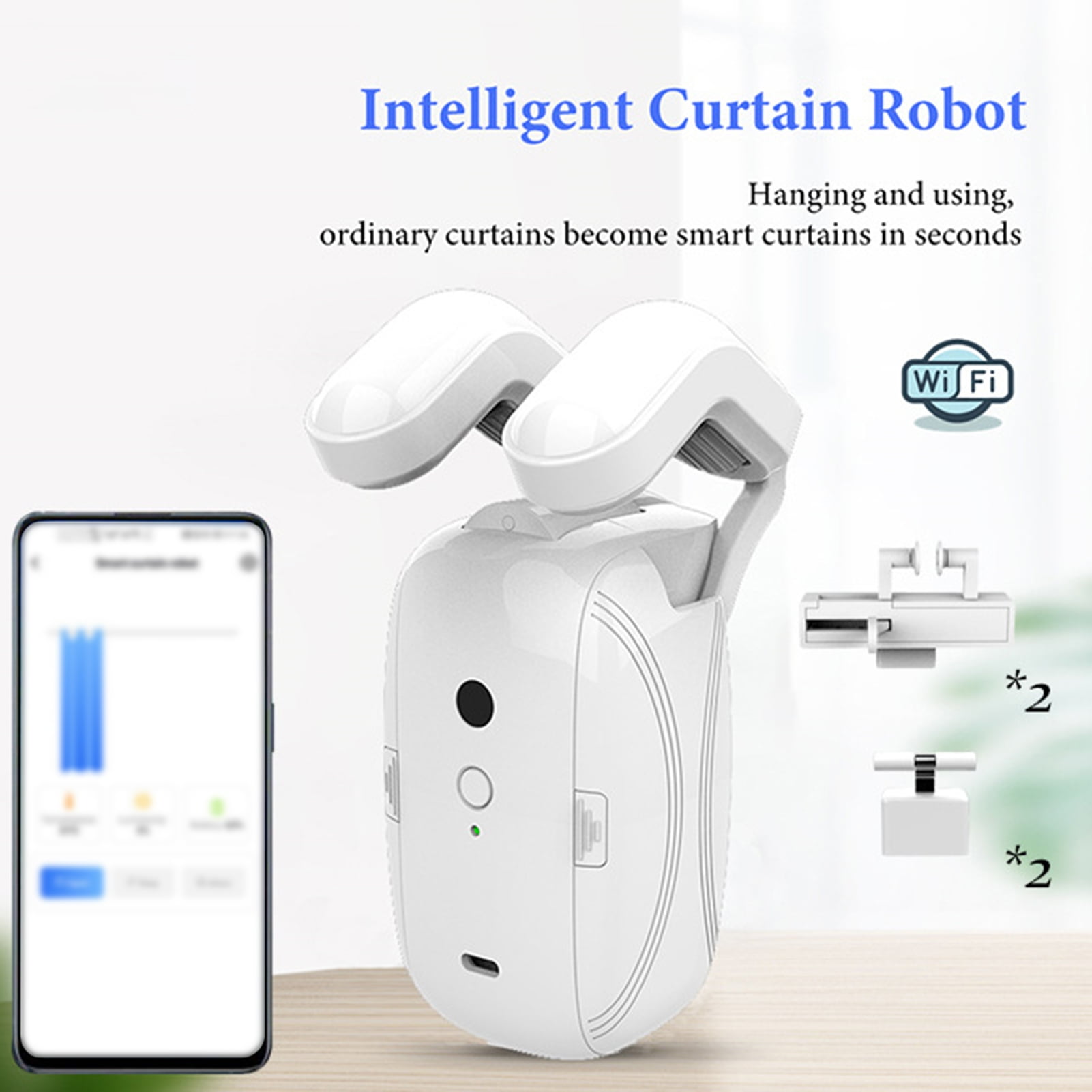 sunsanly 1/2Pcs Automatic Curtain Opener Robot Timer Light Sensor App ...