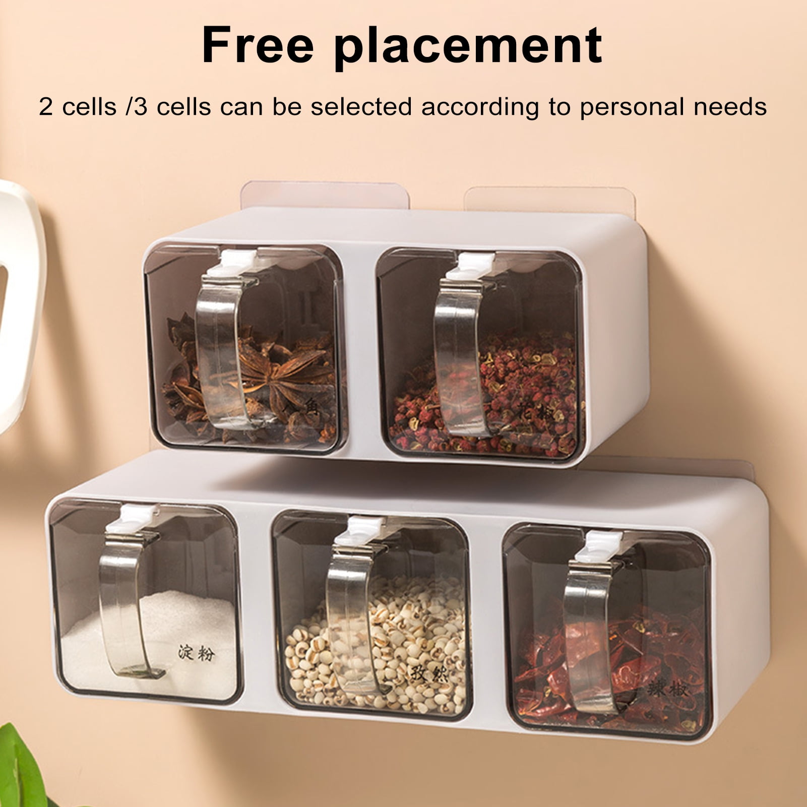sunsanly 1/2Pcs Clear Seasoning Box Set 2/3/4/6 Grids Storage Container ...