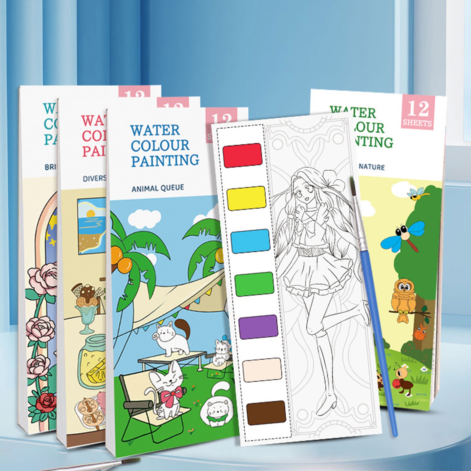 sunsanly 1/4Pcs Watercolor Painting Book Children Watercolor Picture ...