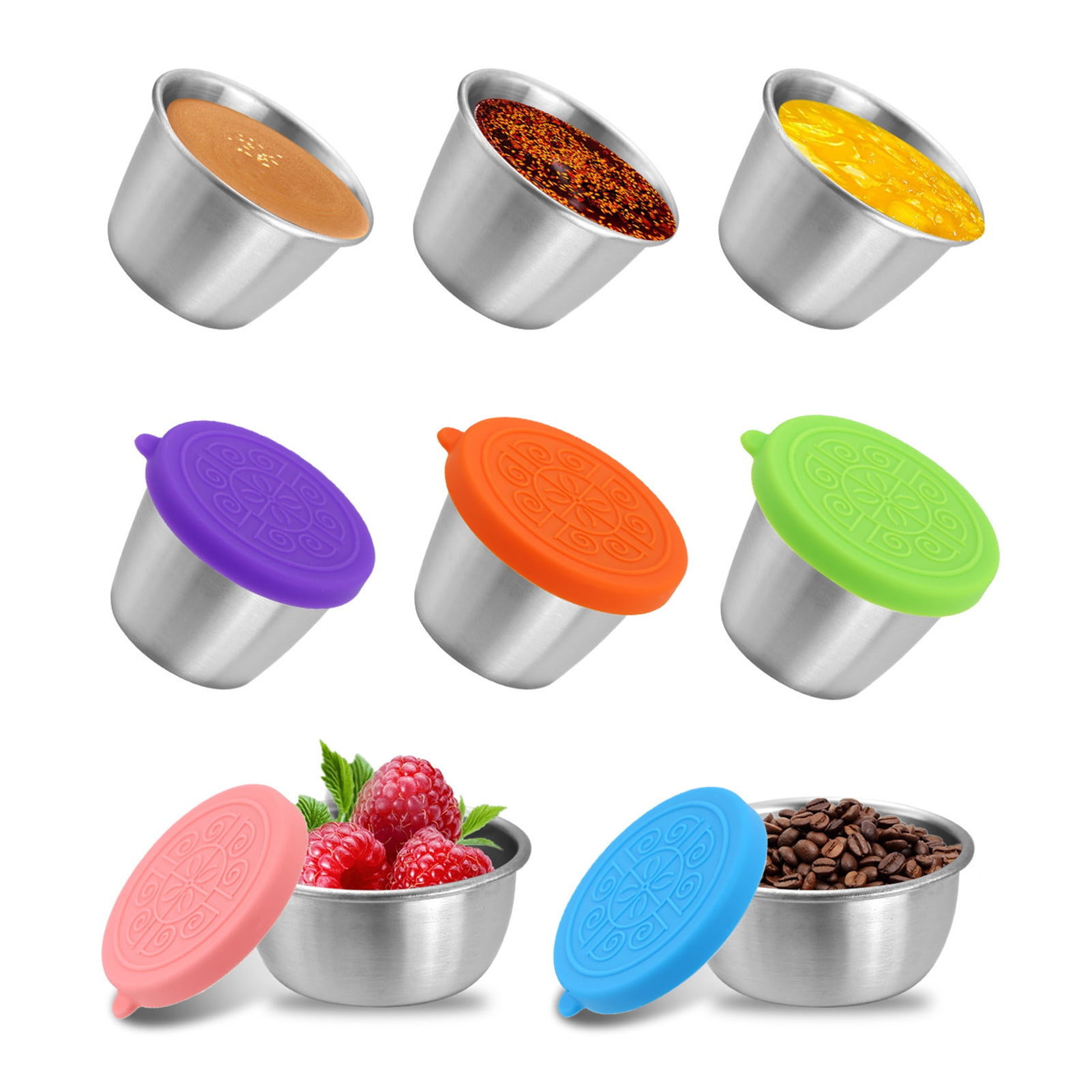 sunsanly 1/6Pcs Dipping Cup Stainless Steel Sauce Cup with Leakproof ...