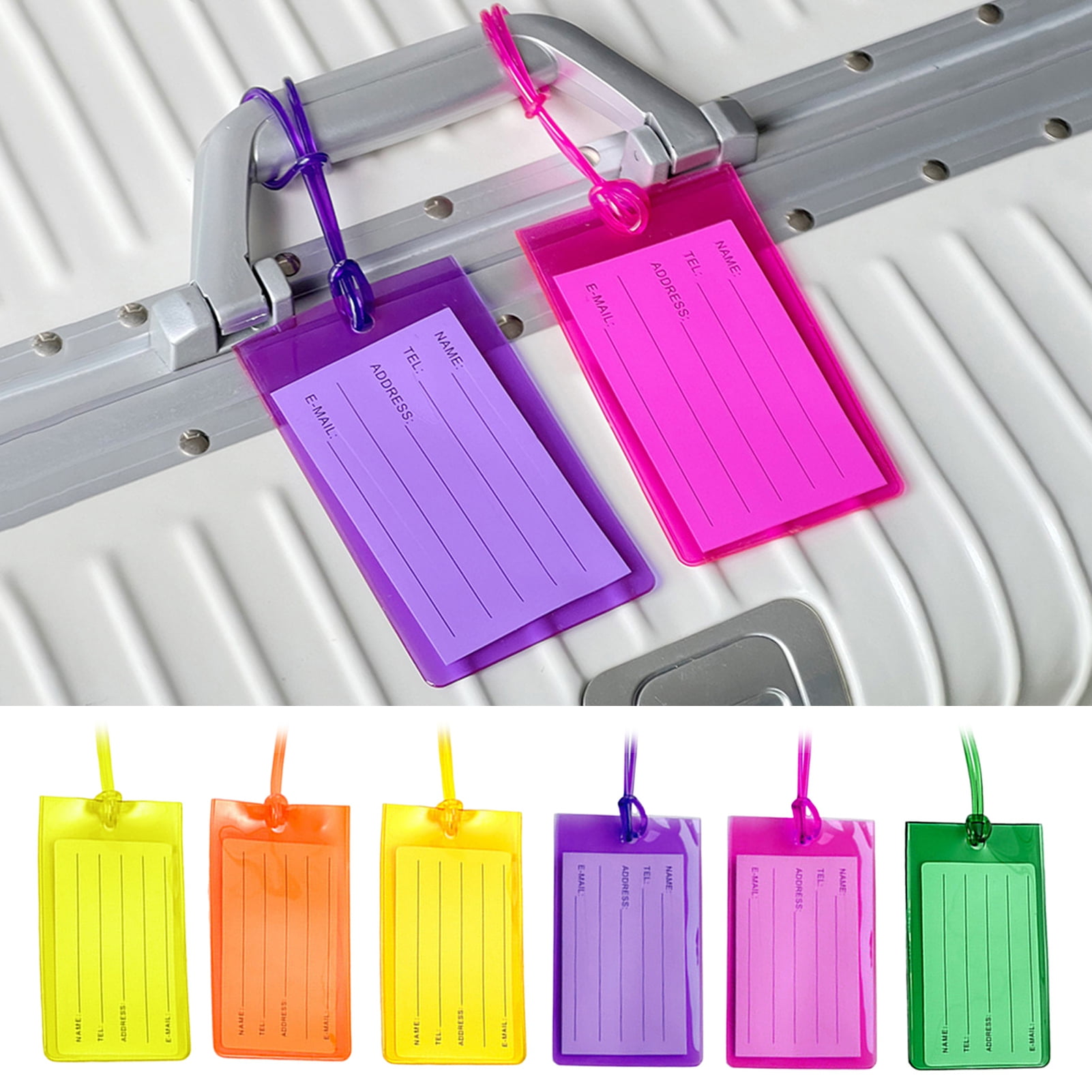 sunsanly 1/6Pcs Luggage Tag Colorful Flexible Suitcases Tag Waterproof ...