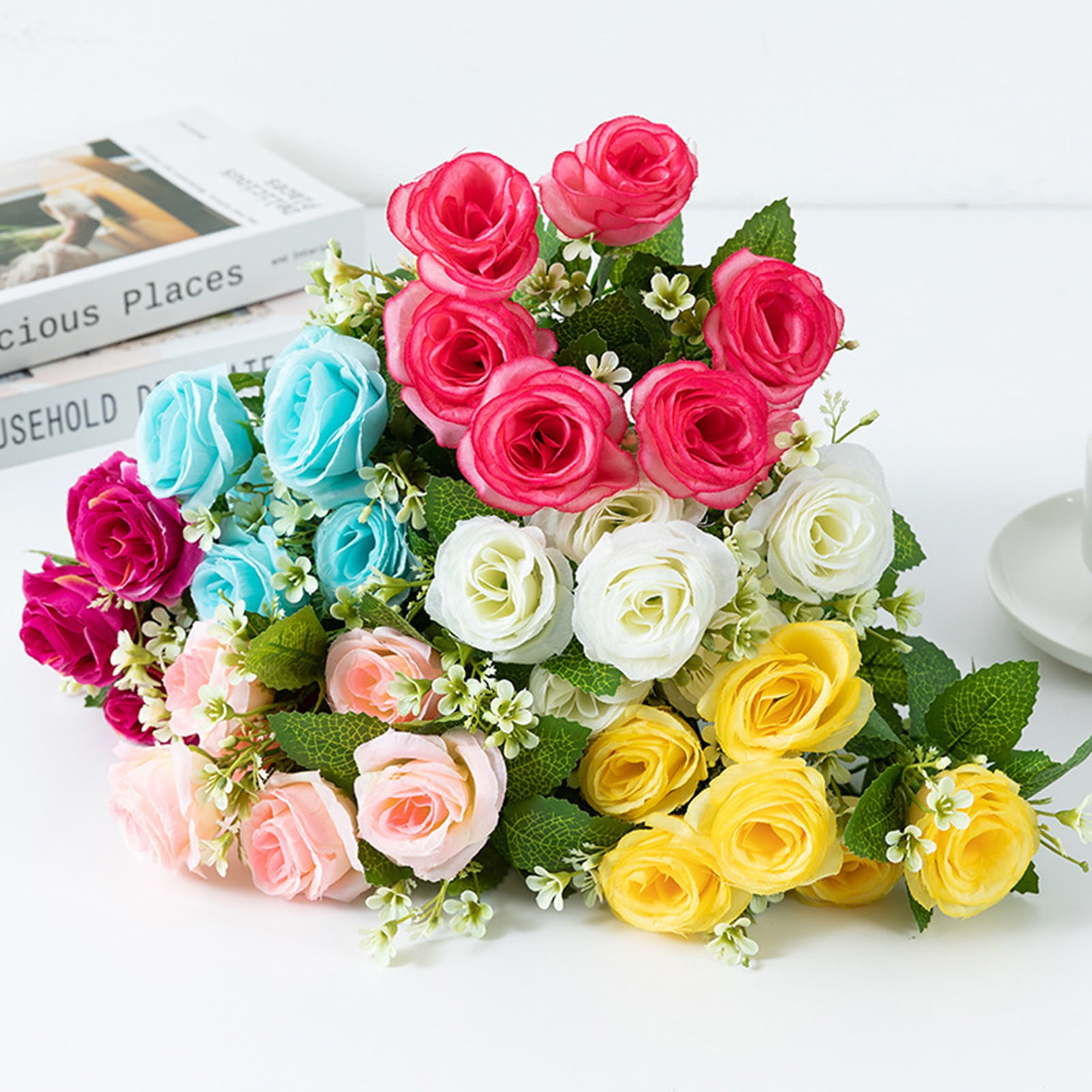 sunsanly 1 Bunch Artificial Flower Realistic Touch Easy to Care 6 Forks ...