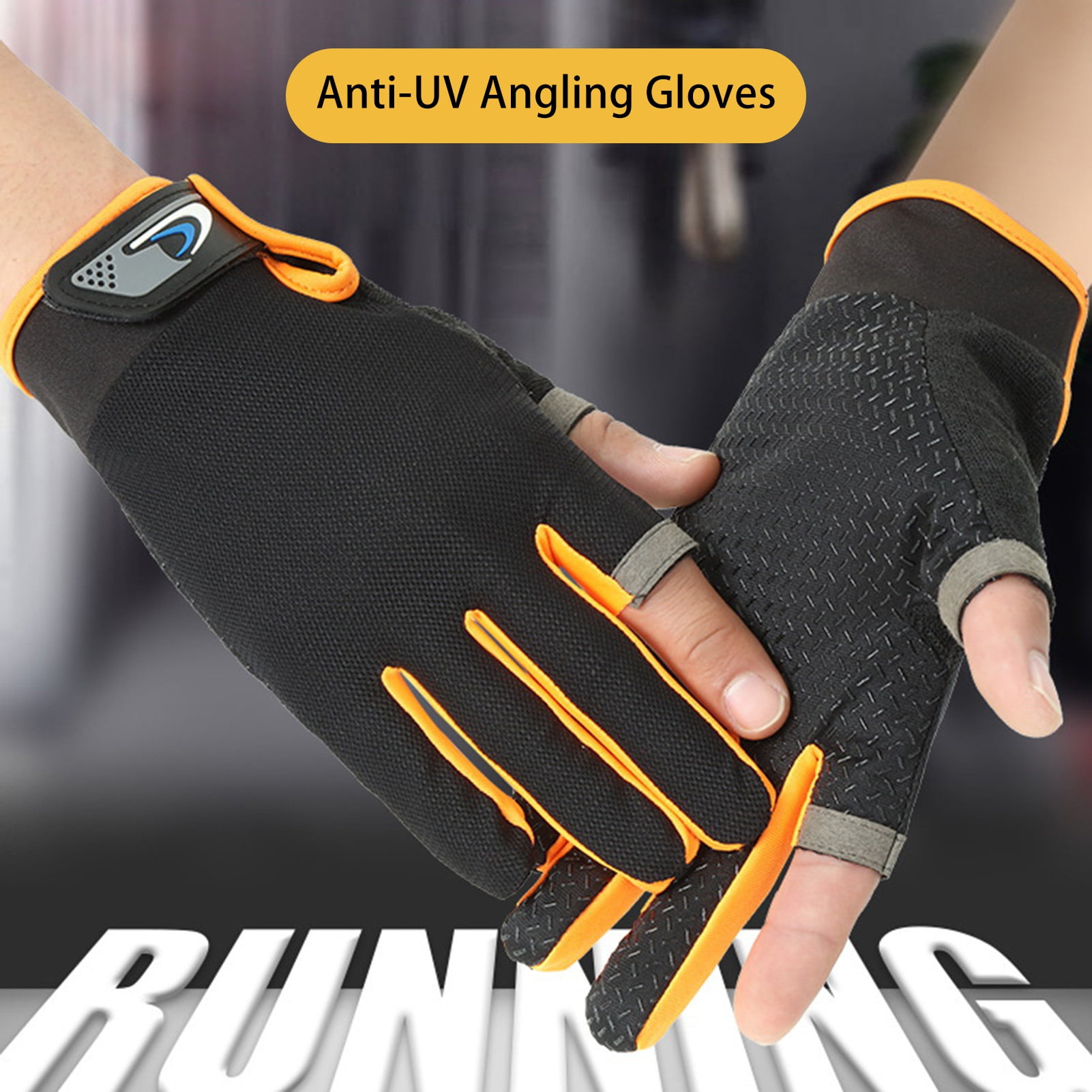 sunsanly 1 Pair Fishing Gloves Anti Slip Breathable Two Finger Cut ...