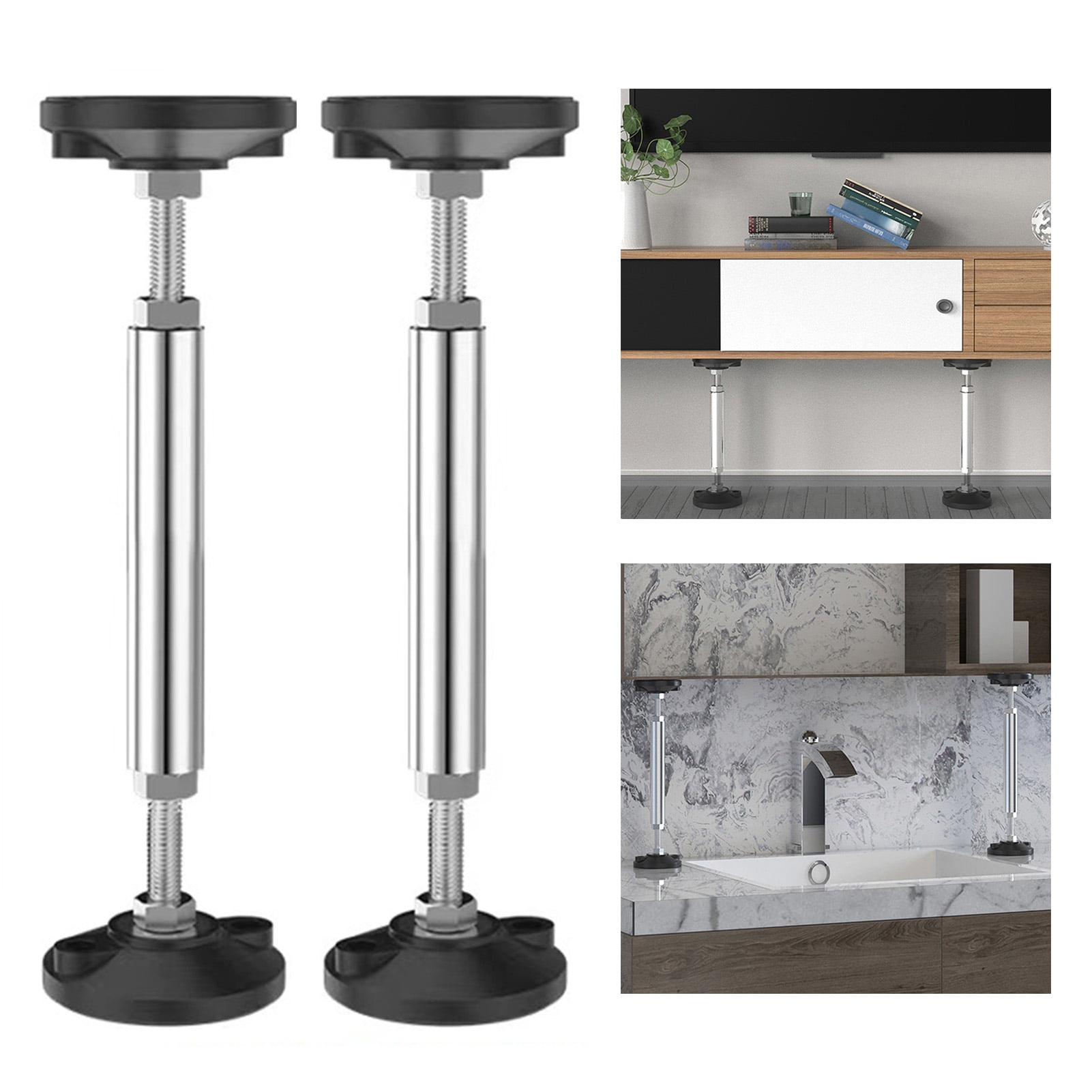 sunsanly 1 Pair Furniture Support Legs Adjustable Stainless Steel ...
