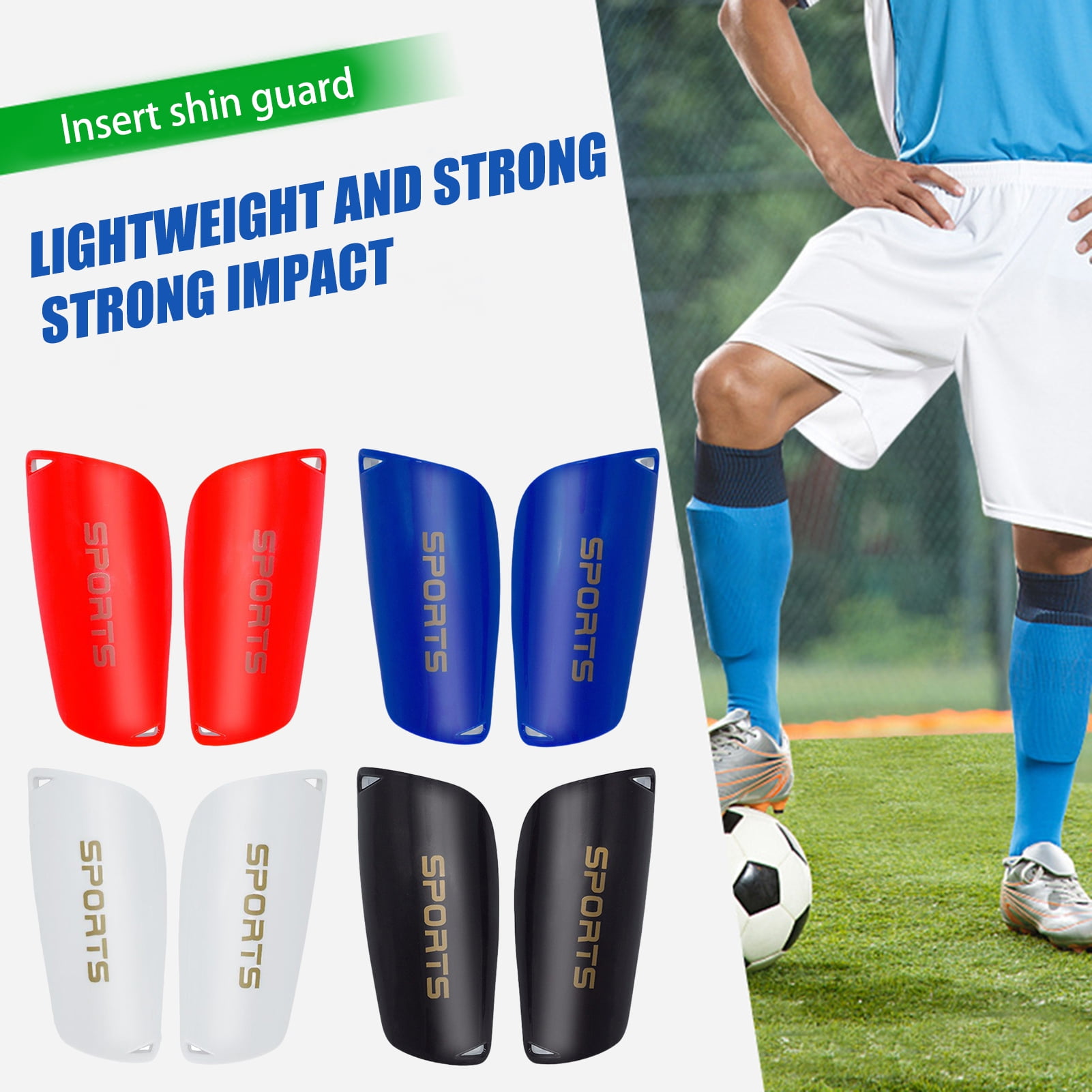 sunsanly 1 Pair Mini Soccer Shin Guards Anti-Slip Kids Teens Adults ...