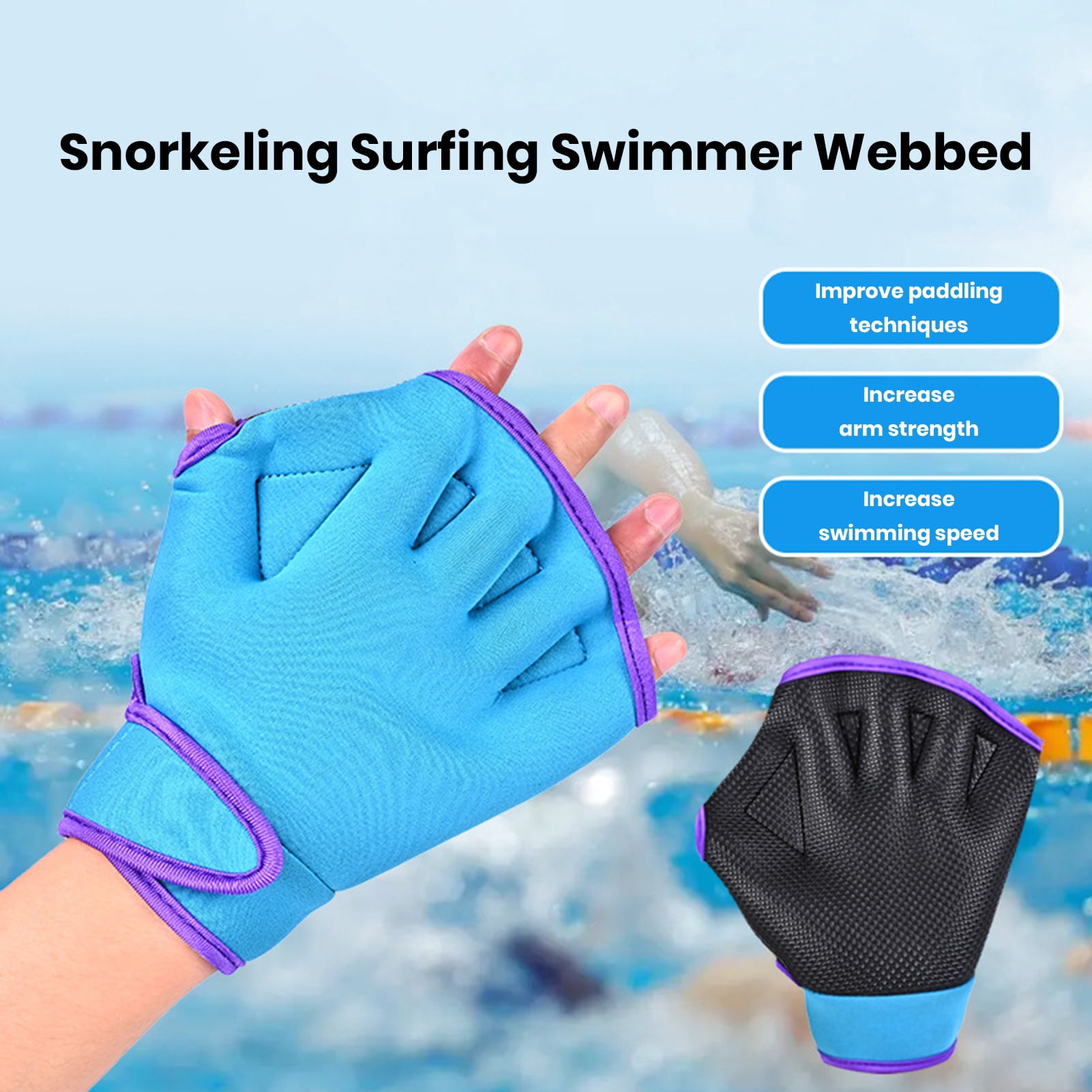 sunsanly 1 Pair Swimming Gloves Adjustable Men Women Aquatic Swim ...