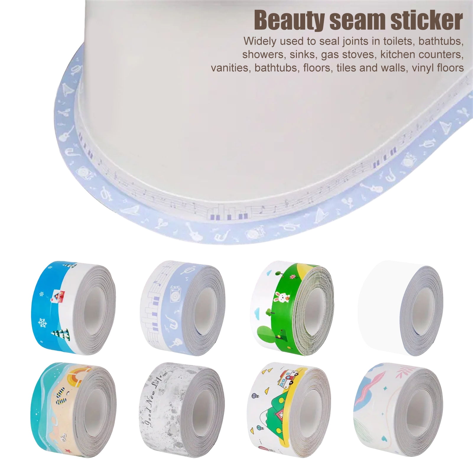 sunsanly 1 Roll 5M Caulk Tape Waterproof PVC Self Adhesive Bathroom ...