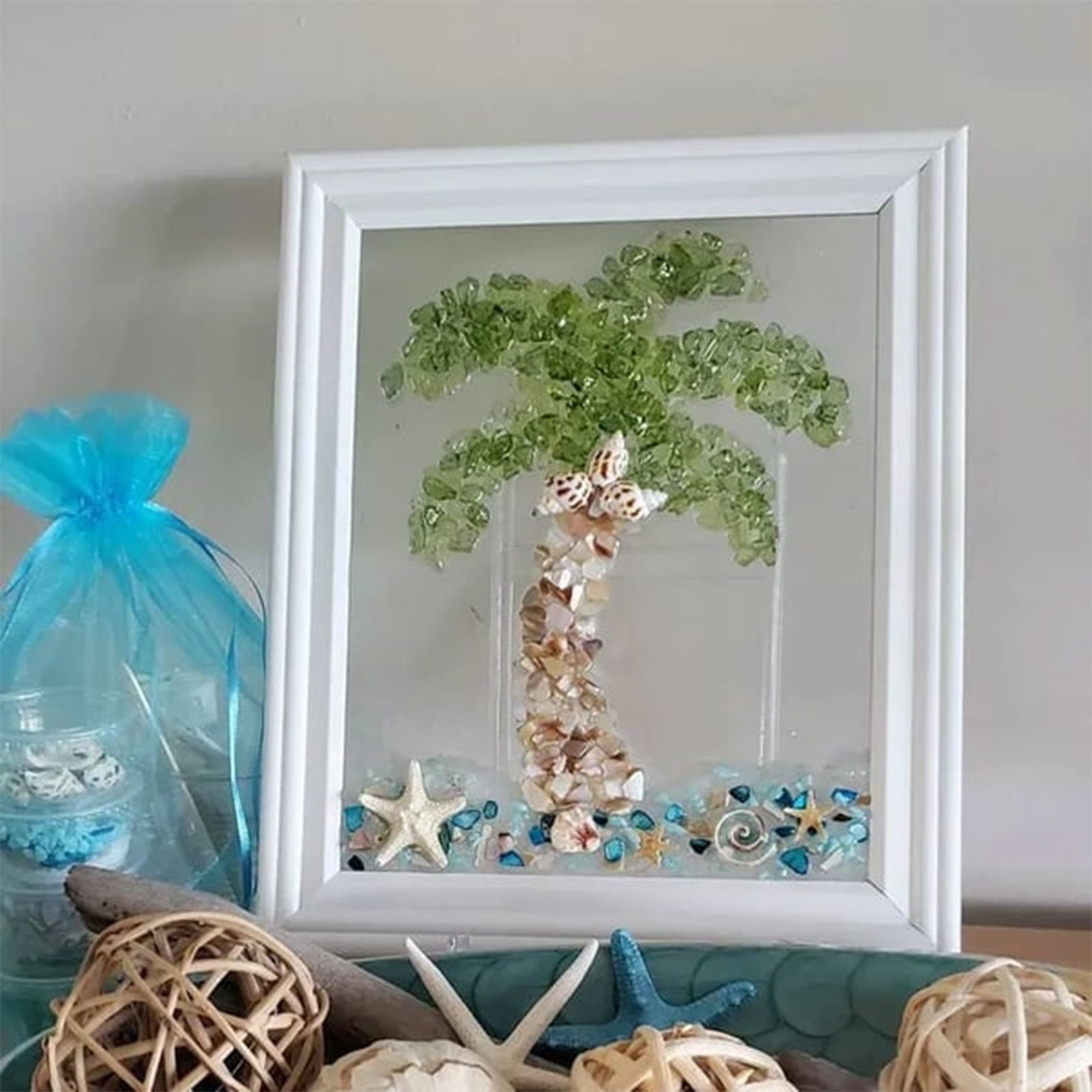 sunsanly 1 Set DIY Sea Glass Art Kit with Wooden Frame Handmade ...