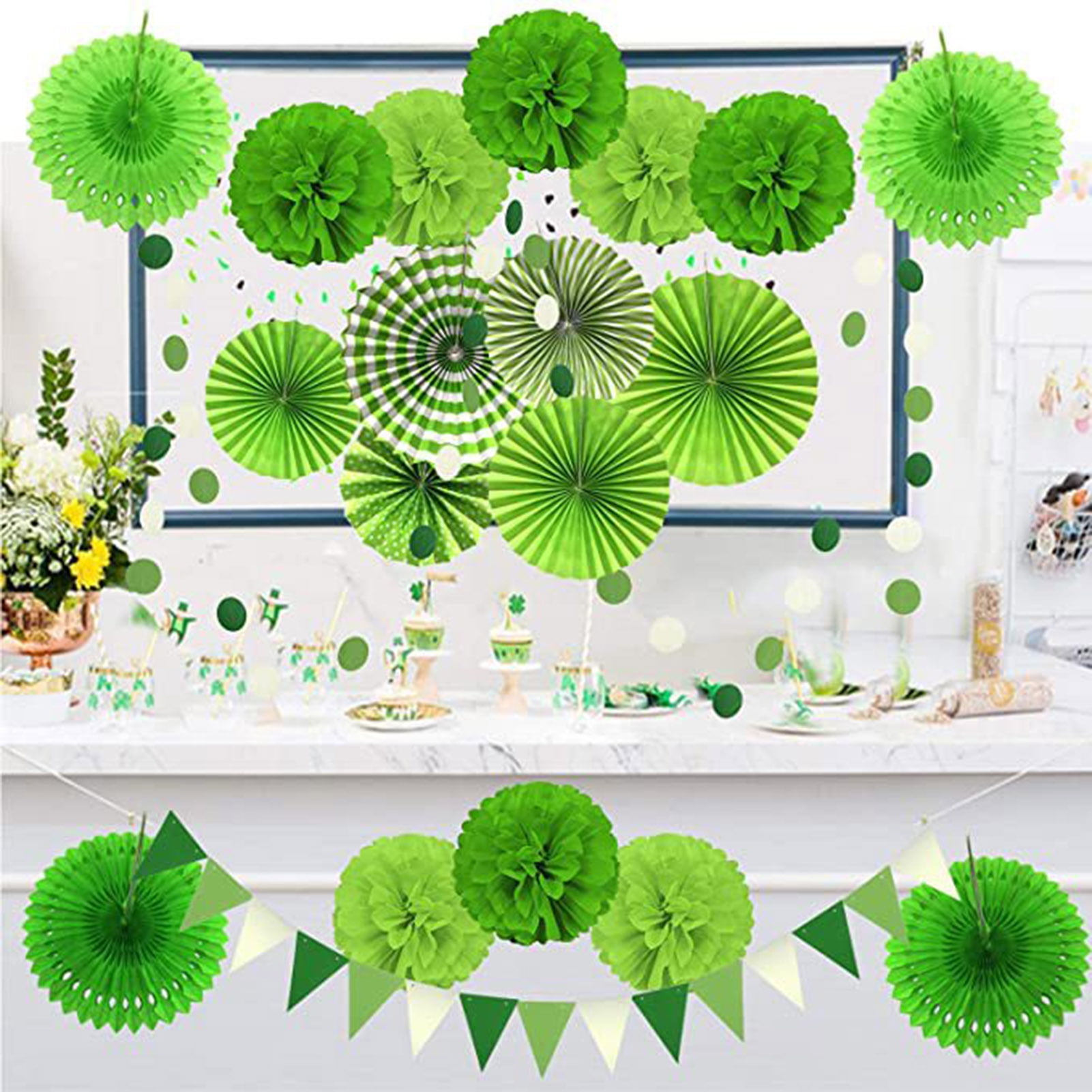 sunsanly 1 Set Party Decoration Kit Colorful Paper Flower Fans Pom Poms ...