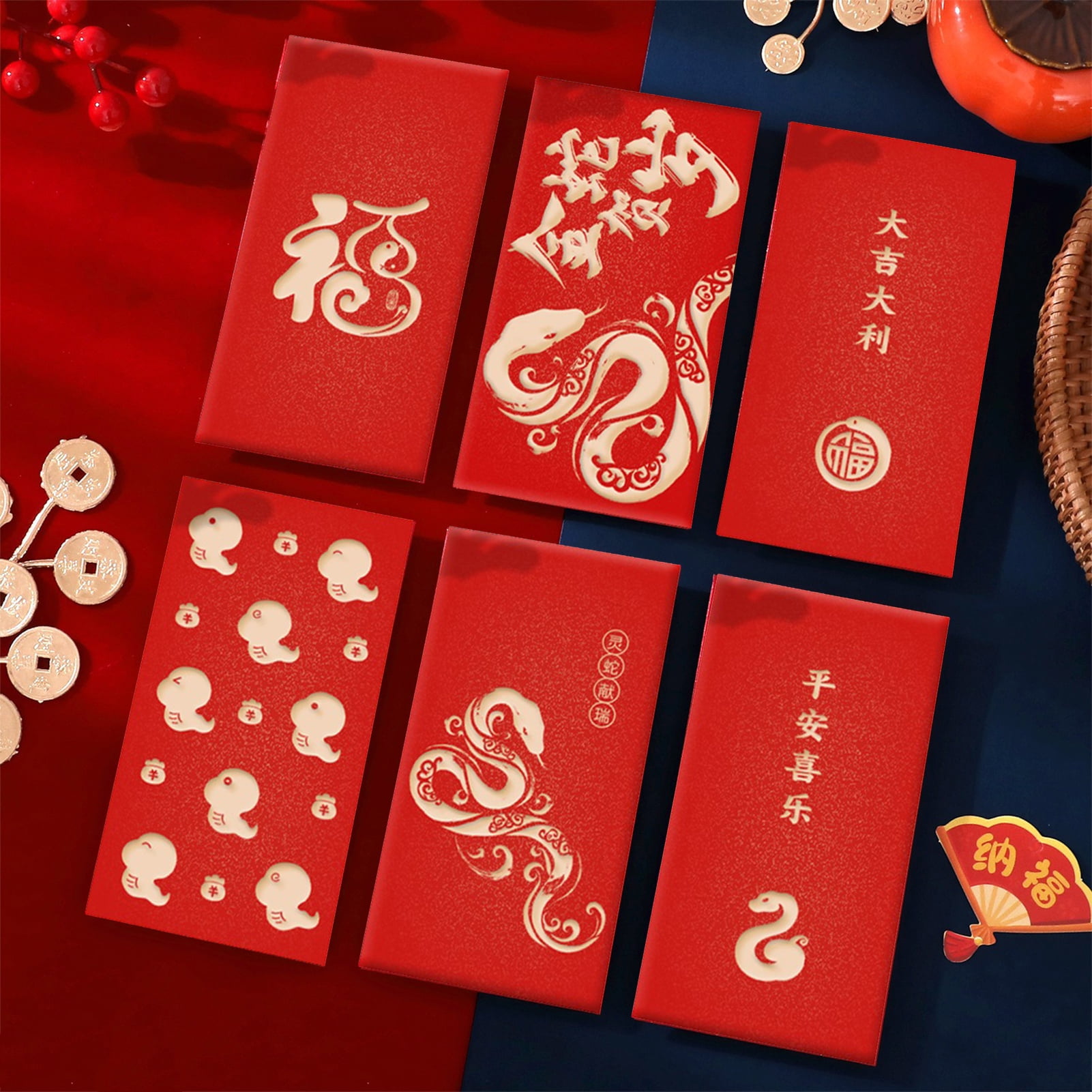sunsanly 10 Pcs Red Envelopes 2025 Chinese Snake Lunar New Year Red ...
