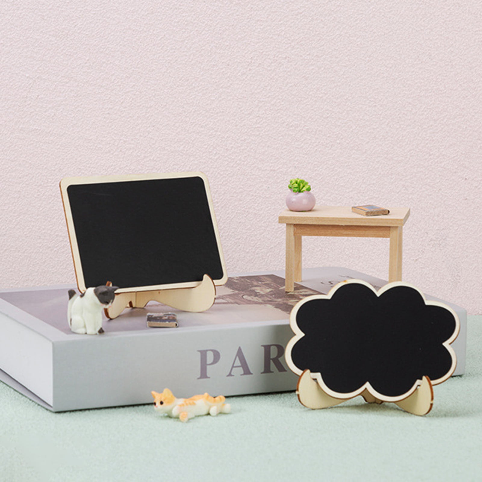 sunsanly 10Pcs Mini Blackboard Multi-purpose with Bracket Wood Desktop ...