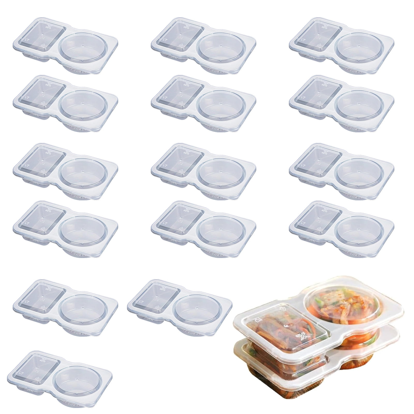 sunsanly 15/25/35Pcs Condiment Containers Reusable Dual Compartment ...