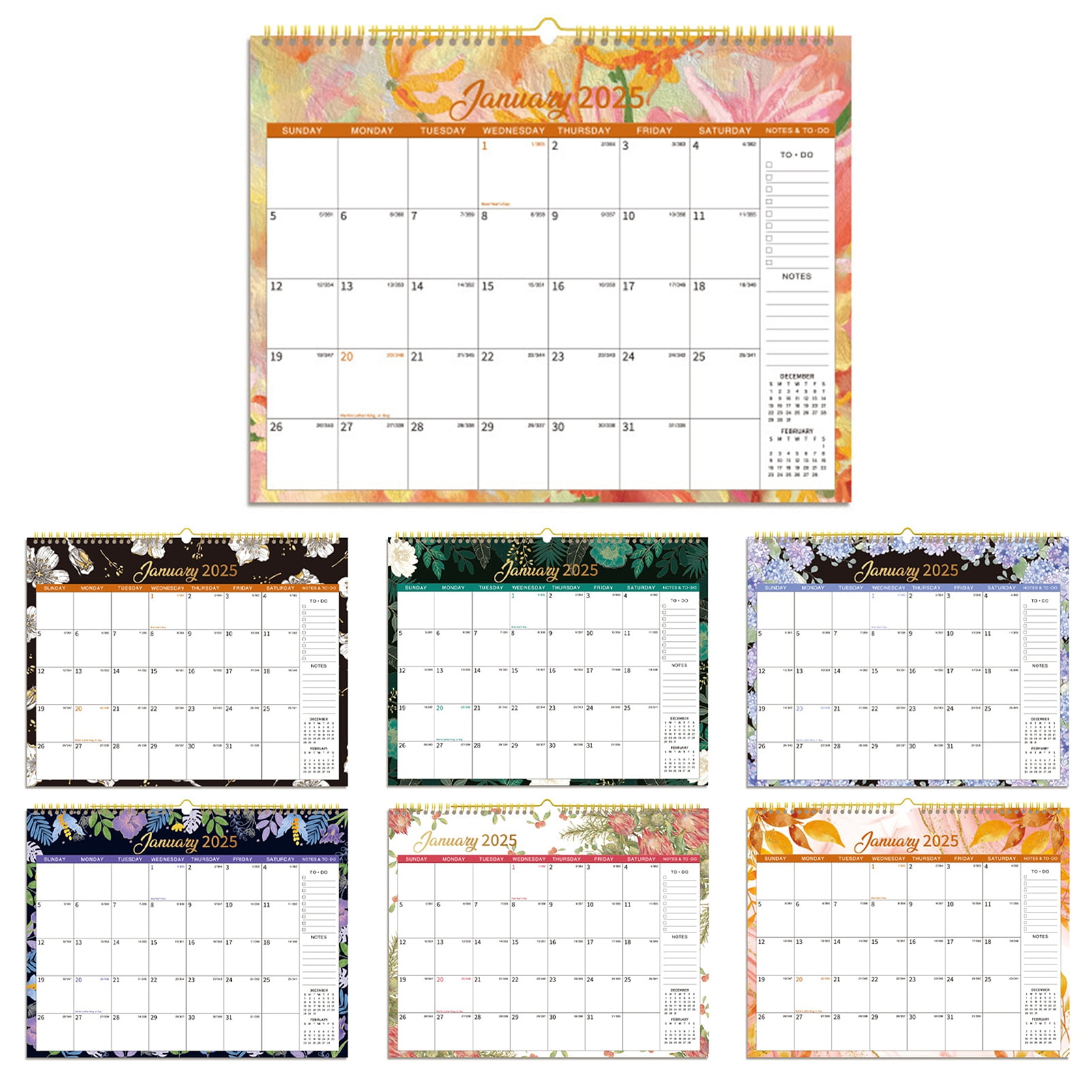 sunsanly 2025 Wall Calendar Monthly Daily Planner 12-Month Schedule ...