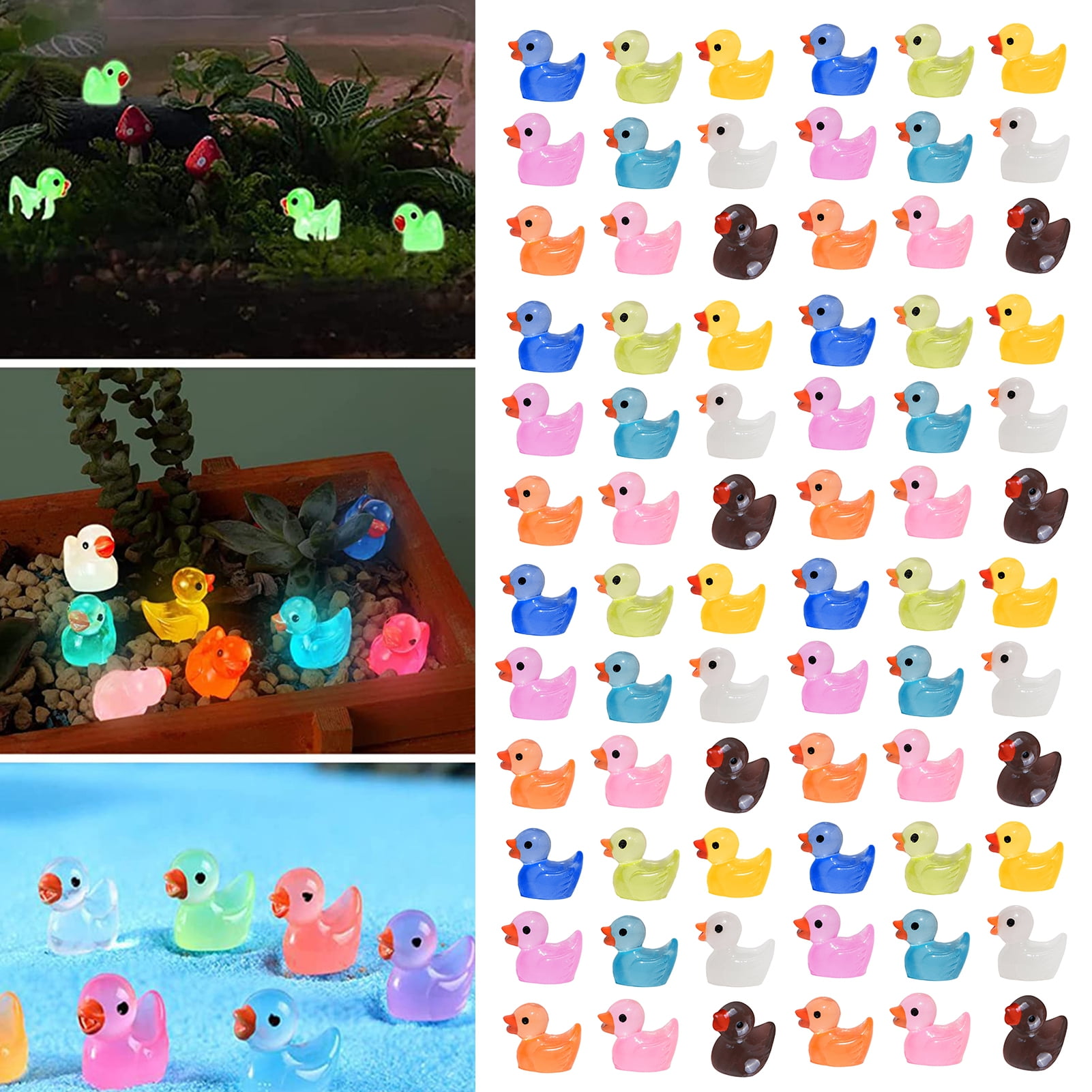 sunsanly 20Pcs Mini Duck Glow-in-the-dark Resin Duck Ornaments Adorable ...