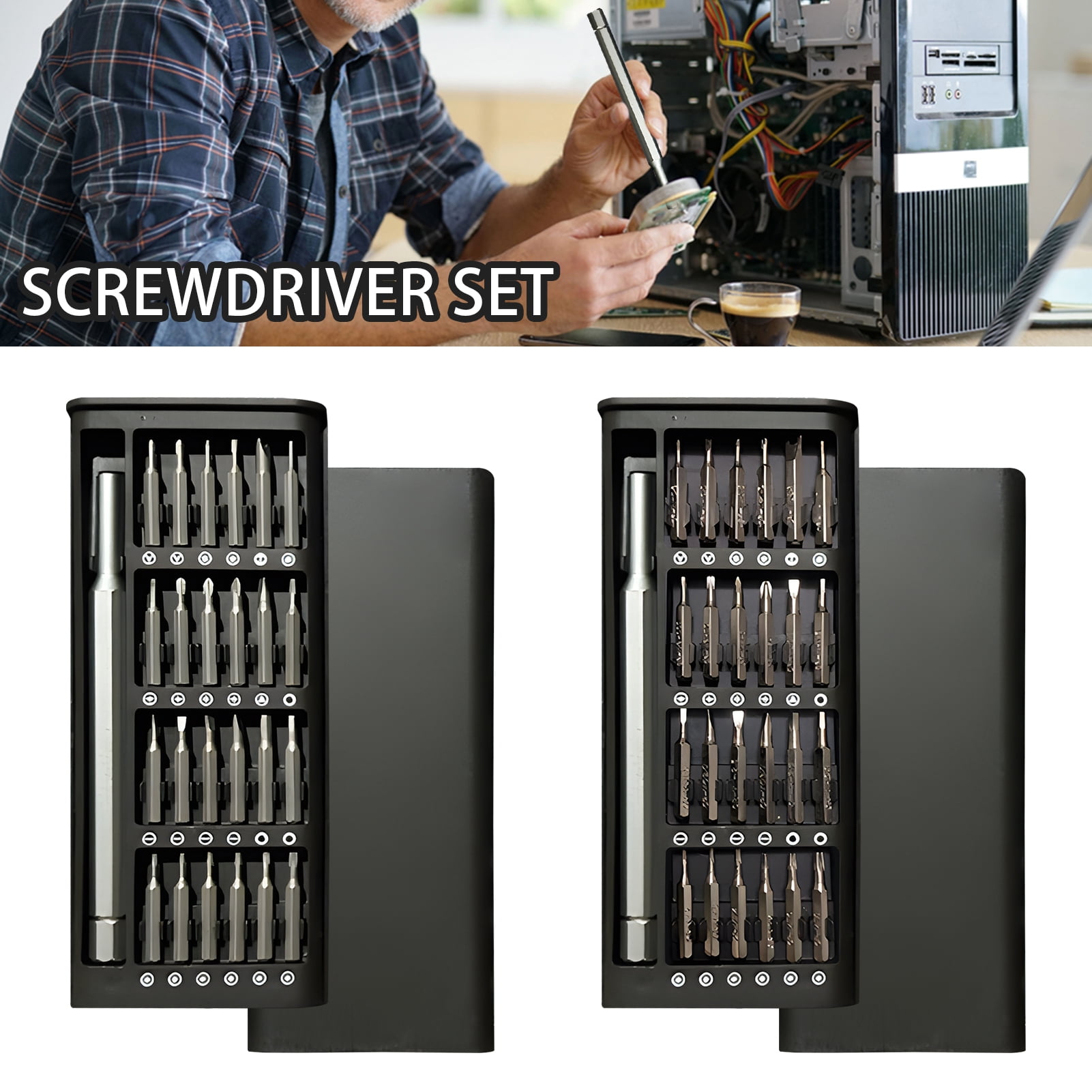 sunsanly 24Pcs/Set Magnetic Precision Screwdriver Bit with Case Kit ...