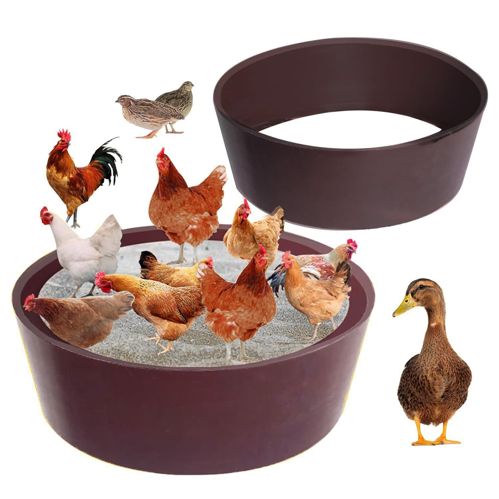 sunsanly 25-Inch Chicken Dust Bath Tub Silicone Adjustable Bottomless ...
