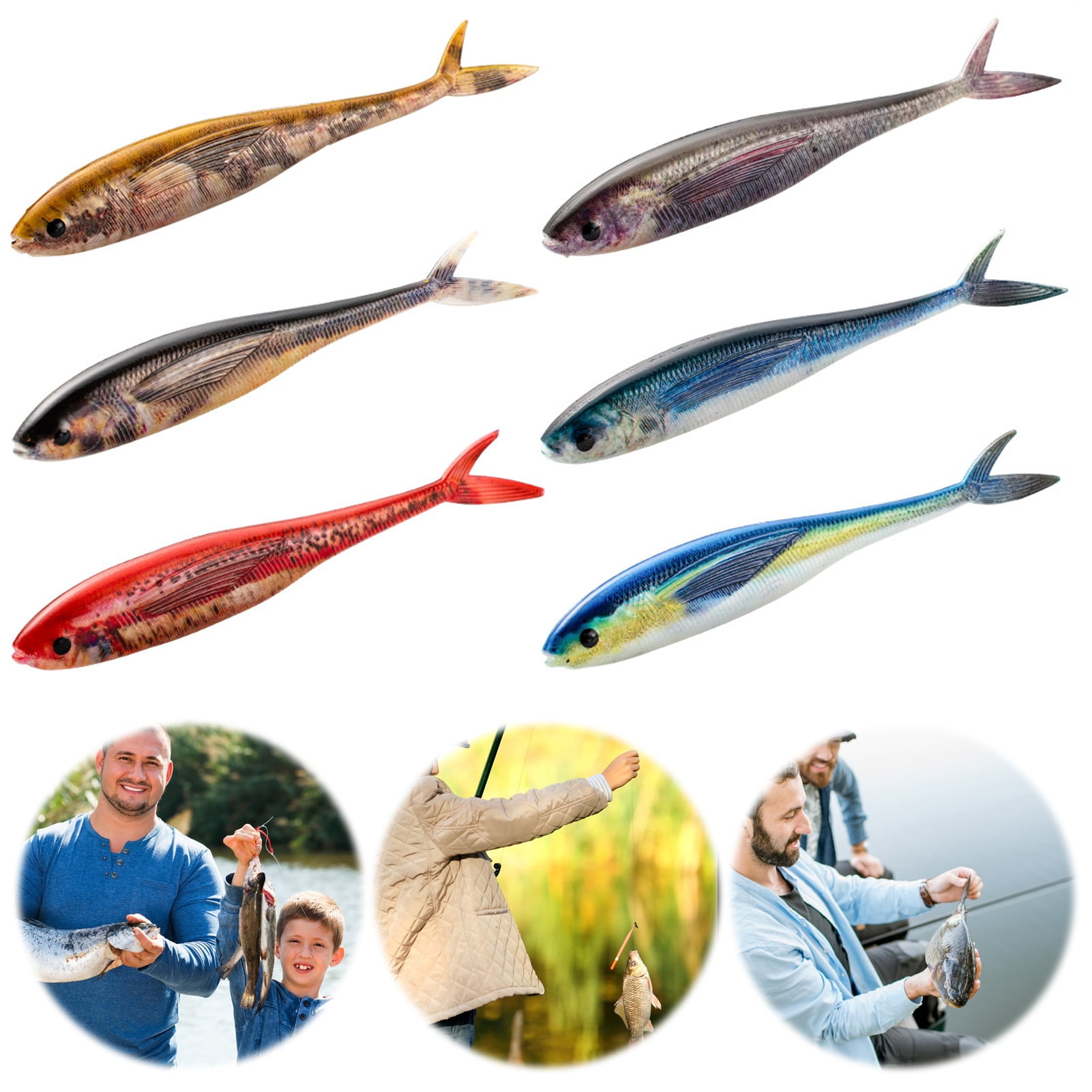 sunsanly 2Pcs 12CM/10.5G Fishing Lure Realistic 3D Eyes Fork Tail Long ...