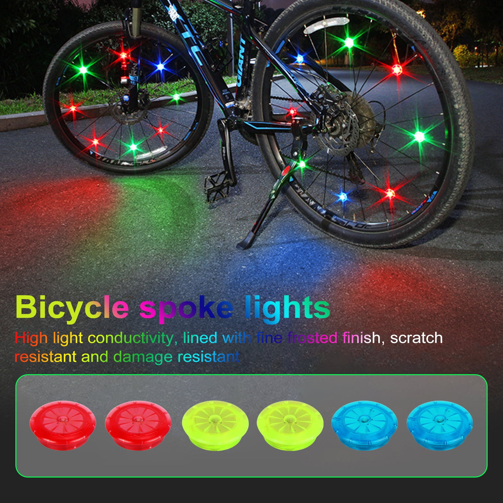 sunsanly 2Pcs Bike Wheel Lights Super Bright Waterproof Compact Size ...