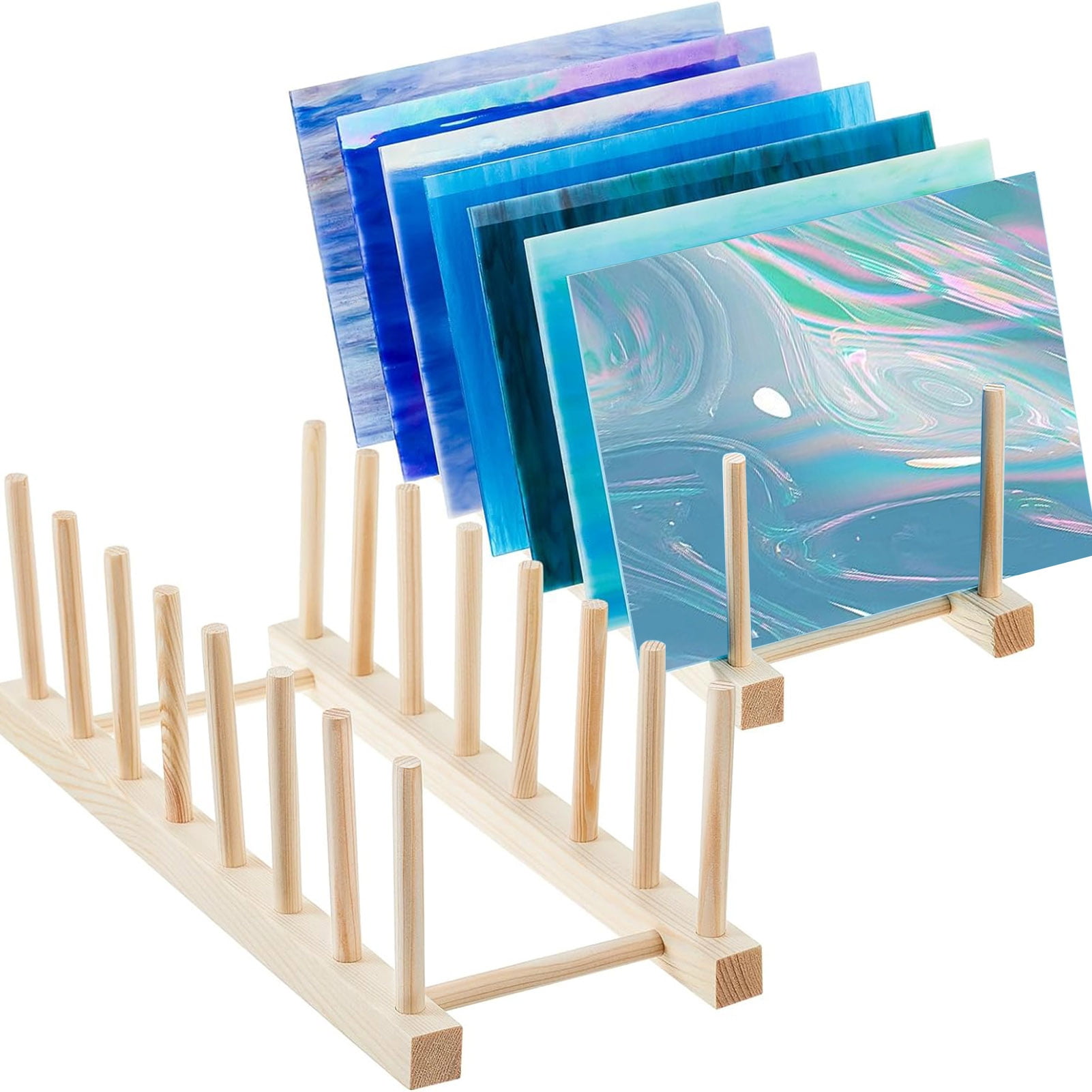 sunsanly 2Pcs Stained Glass Organizer Rack Bamboo Stained Glass Holder ...
