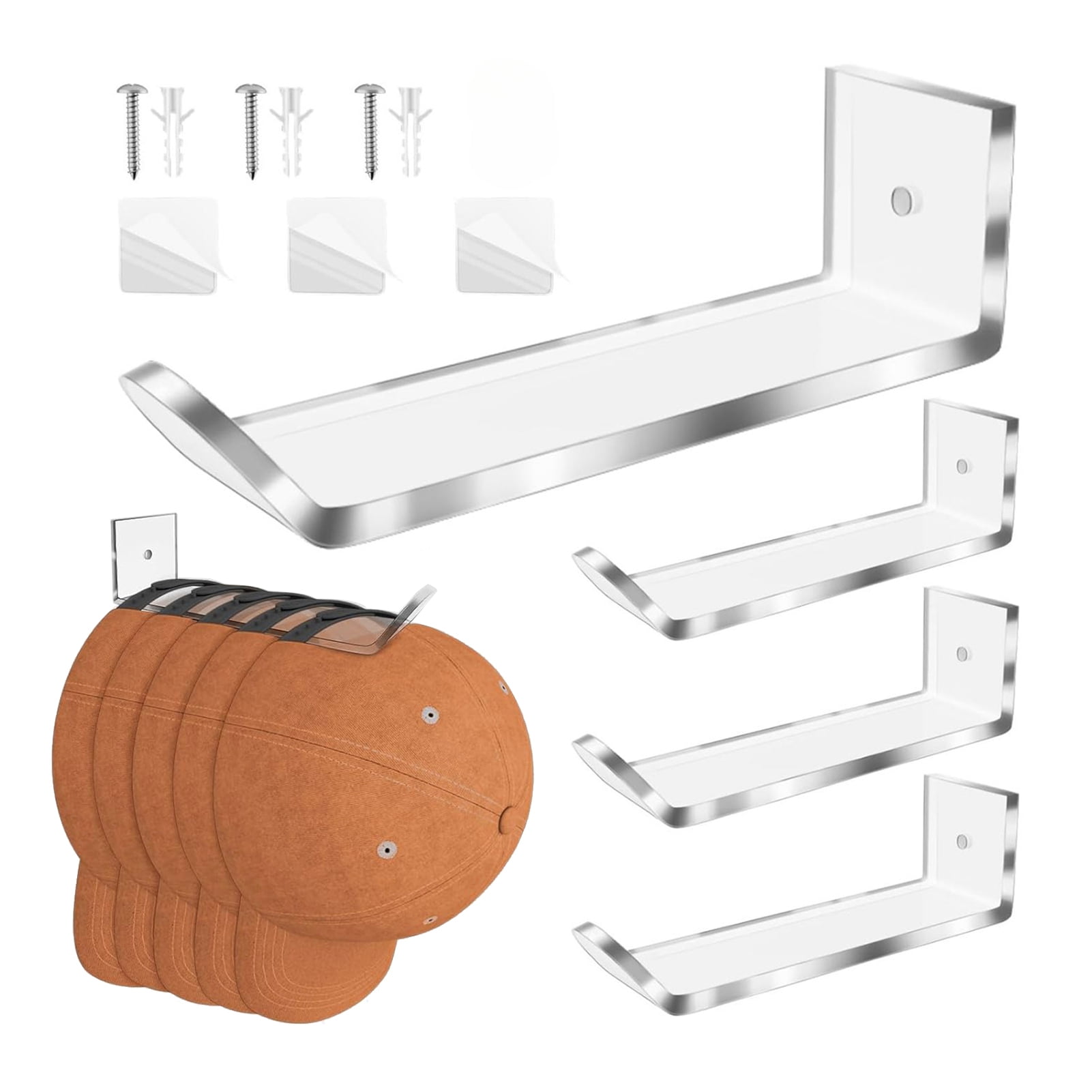sunsanly 3 Pcs Baseball Cap Stands Transparent Adhesive Tape Wall ...