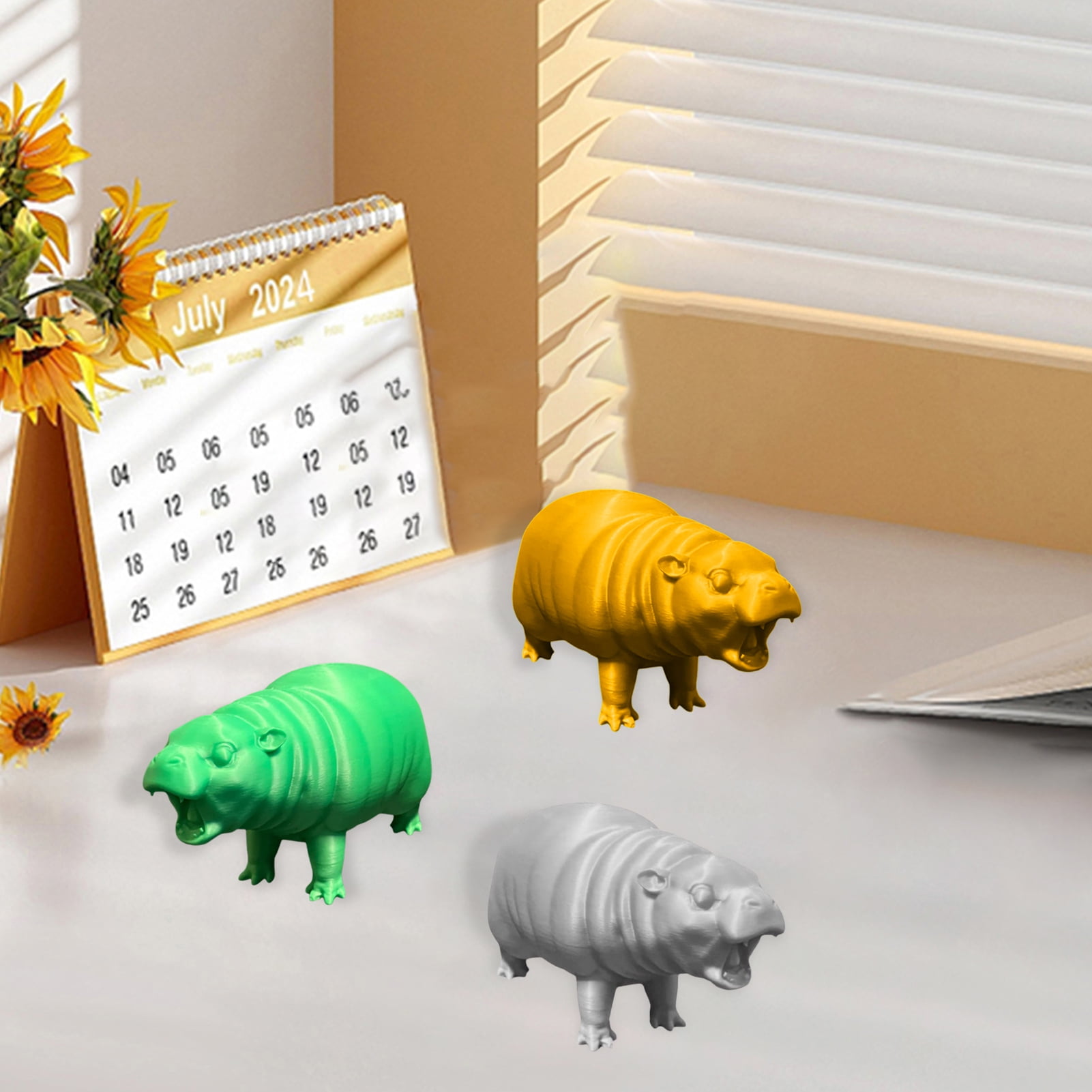 sunsanly 3 Pcs Hippo Figurine Resin Mini Hippo Statue Portable ...