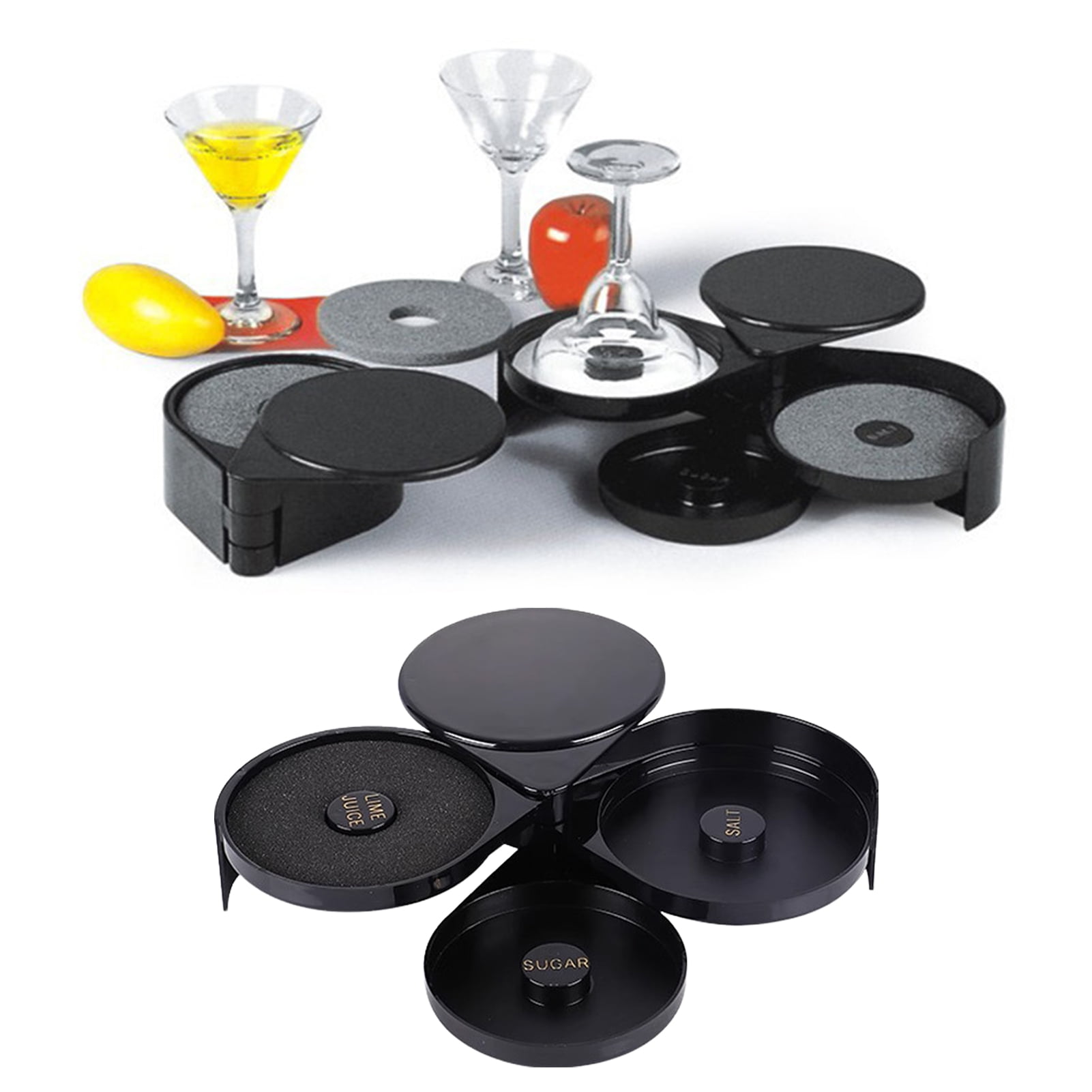 sunsanly 3 Tier Bar Glass Rimmer Salt And Sugar Rimmer Seasoning Box ...