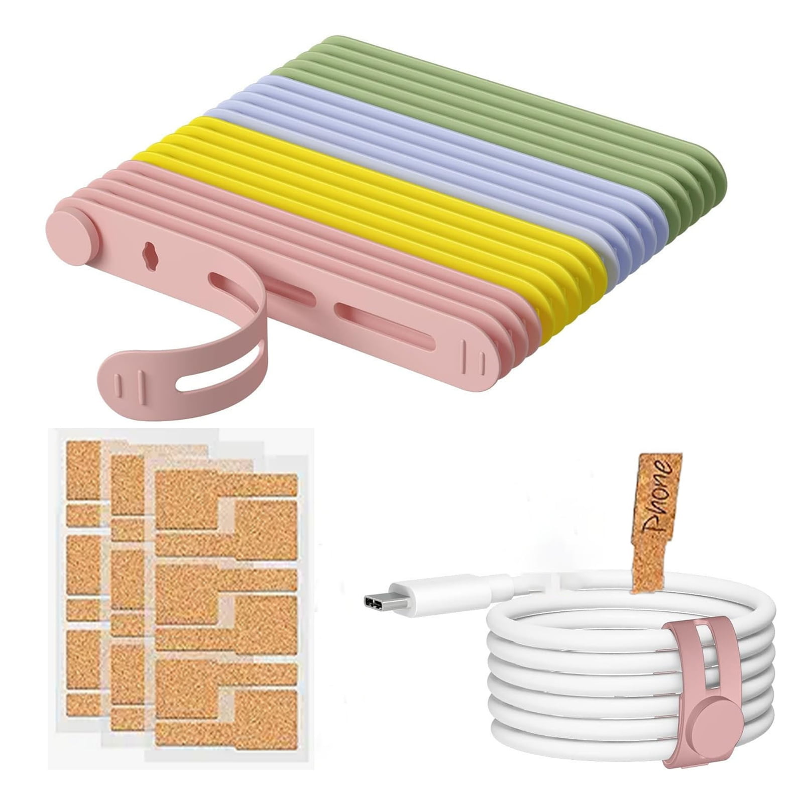 sunsanly 38Pcs/Set Silicone Cable Tie Writable Label Tag Earphone Phone ...
