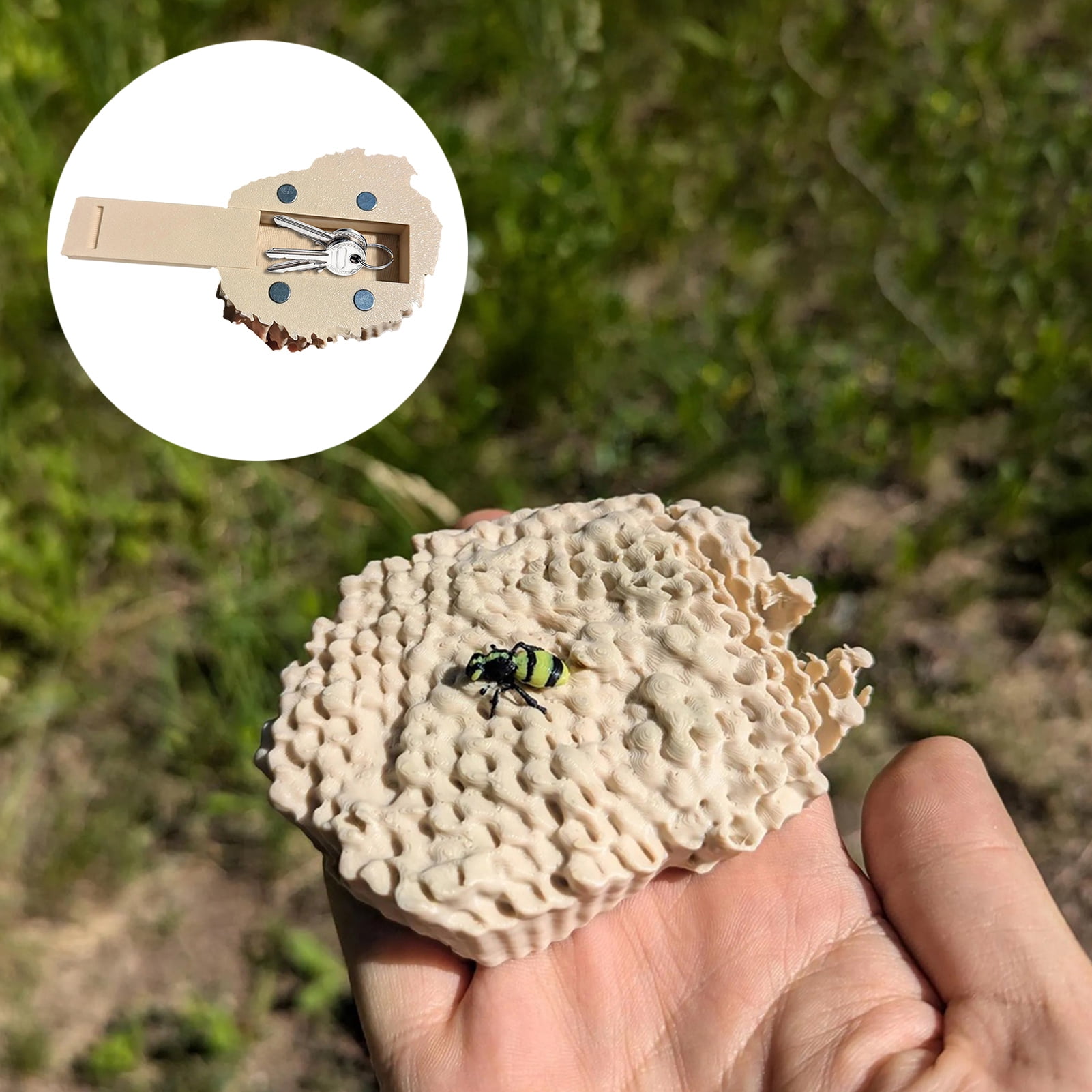 sunsanly 3D Printed Honeycomb Key Hider Outdoor Garden Yard Simulated ...
