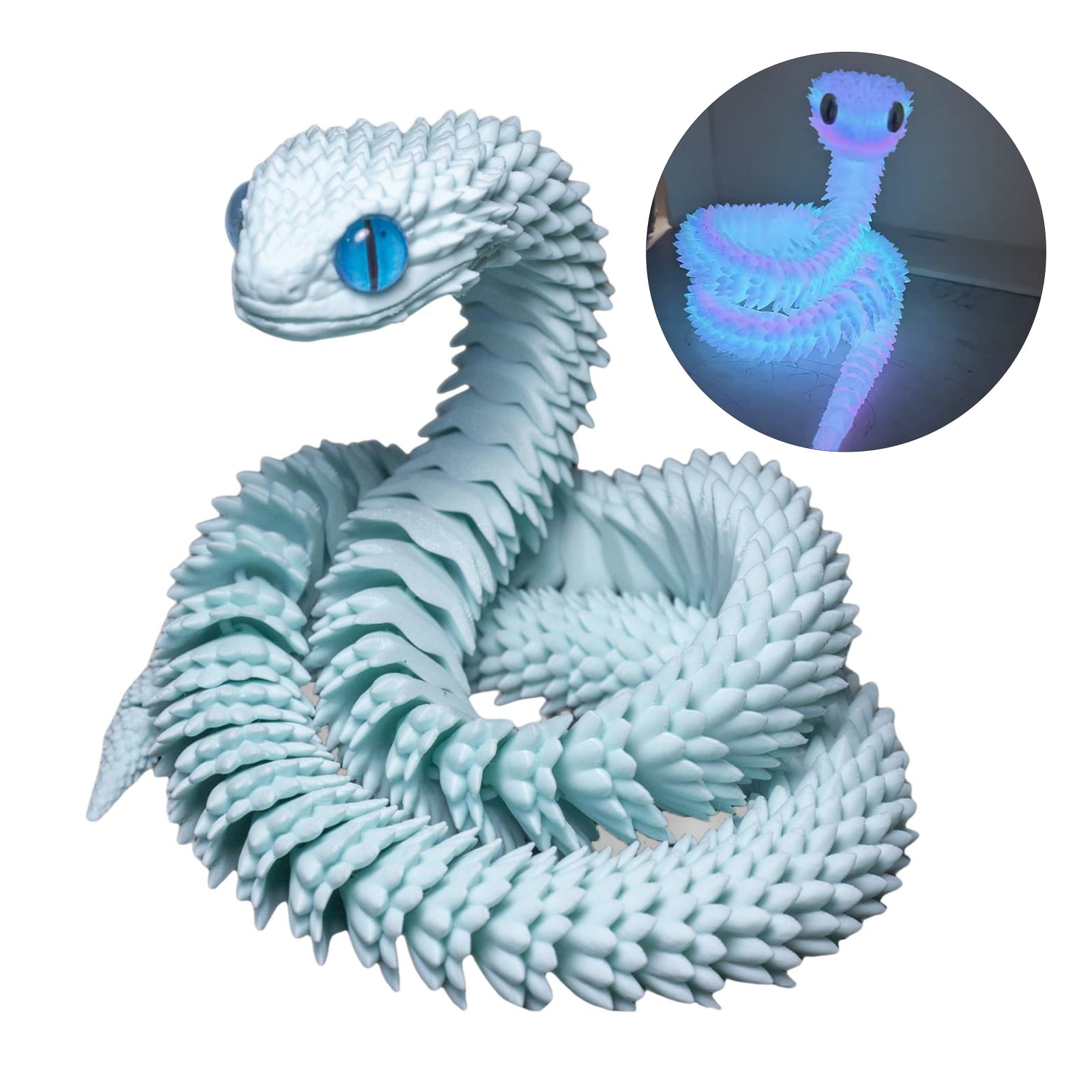sunsanly 3D Printed Luminous Snake Figurine Movable Joints Snake Figure ...