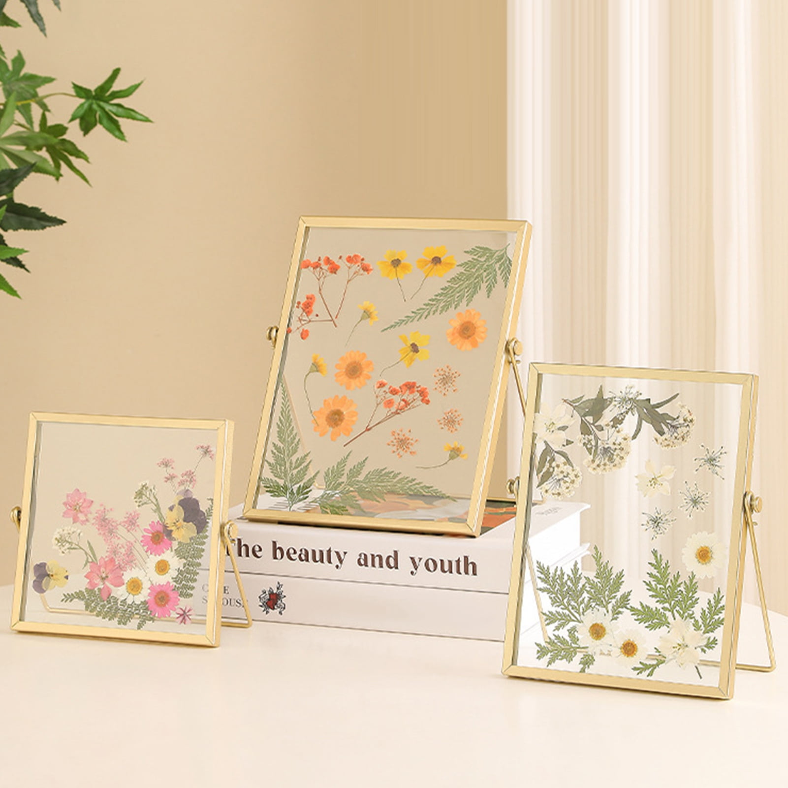 sunsanly 4/7-Inch Pressed Flower Glass Frame Double-sided Clear Free ...