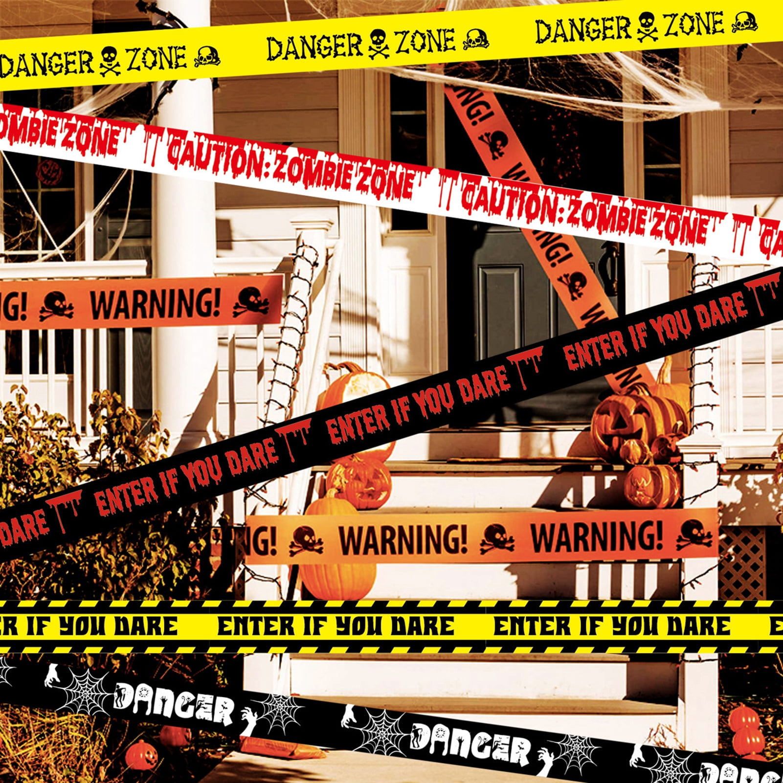 sunsanly 4 Pcs Halloween Caution Tape Bundle Spooky Warning Decoration ...