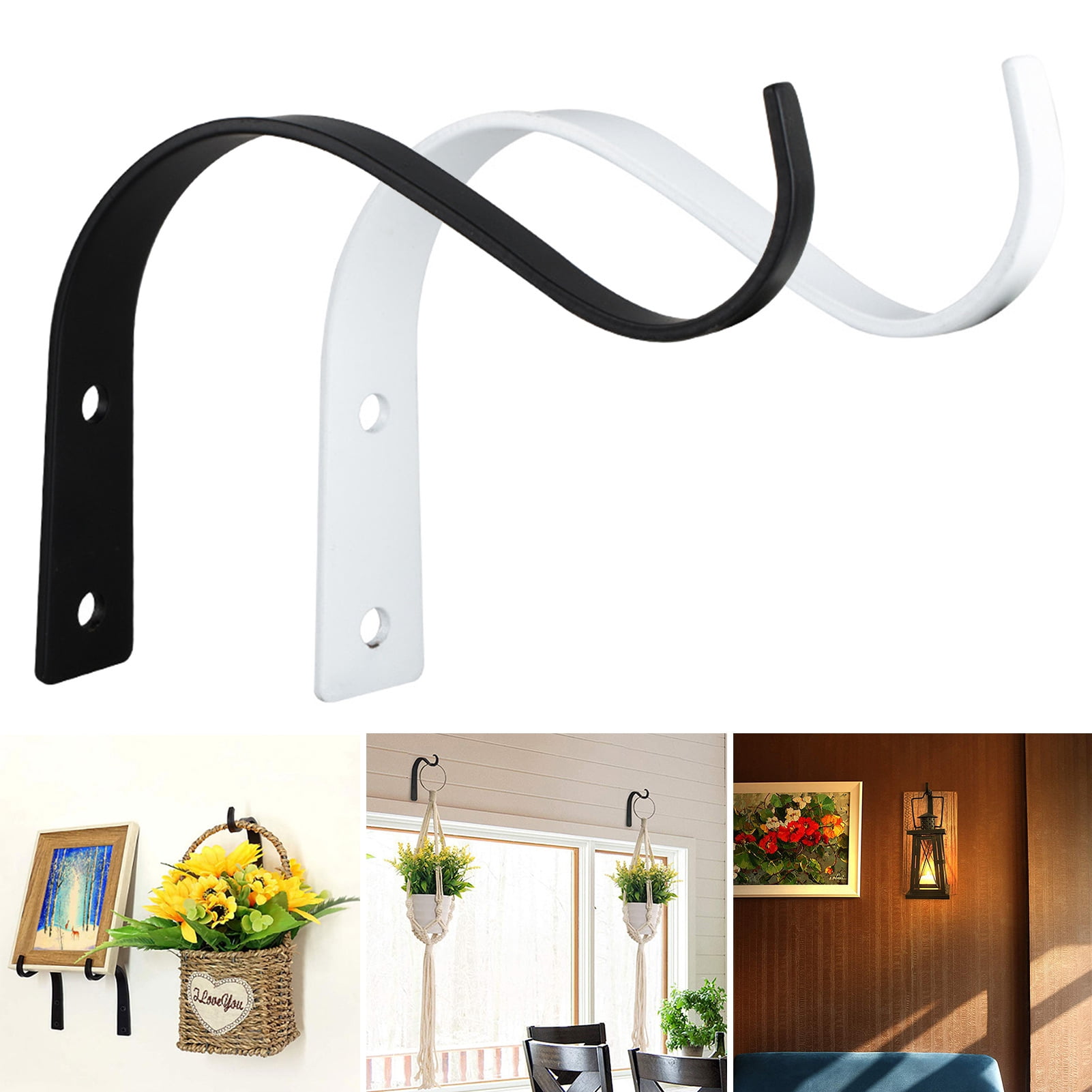 sunsanly 4 Pcs Wall Hook Heavy Duty Max Load Bearing S-shaped Rustic Decor Flower Pot Lantern ...