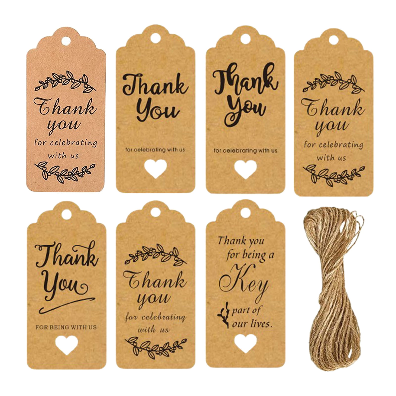sunsanly 48Pcs Thank You Tags Kraft Paper Labels with Hanging String ...