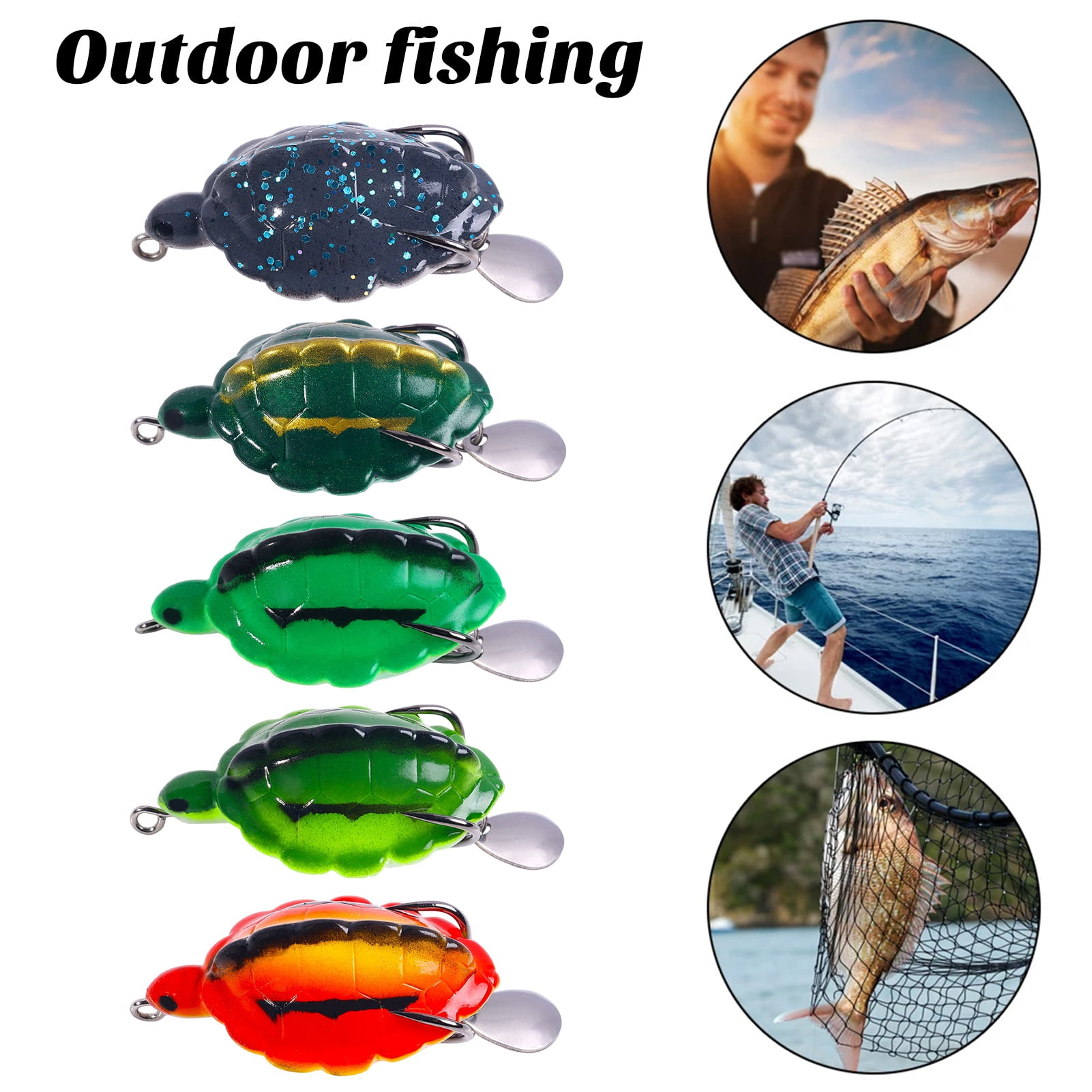 sunsanly 5.5CM/11.7G Turtle Fishing Lure with Spinner Sequin Sharp Hook ...