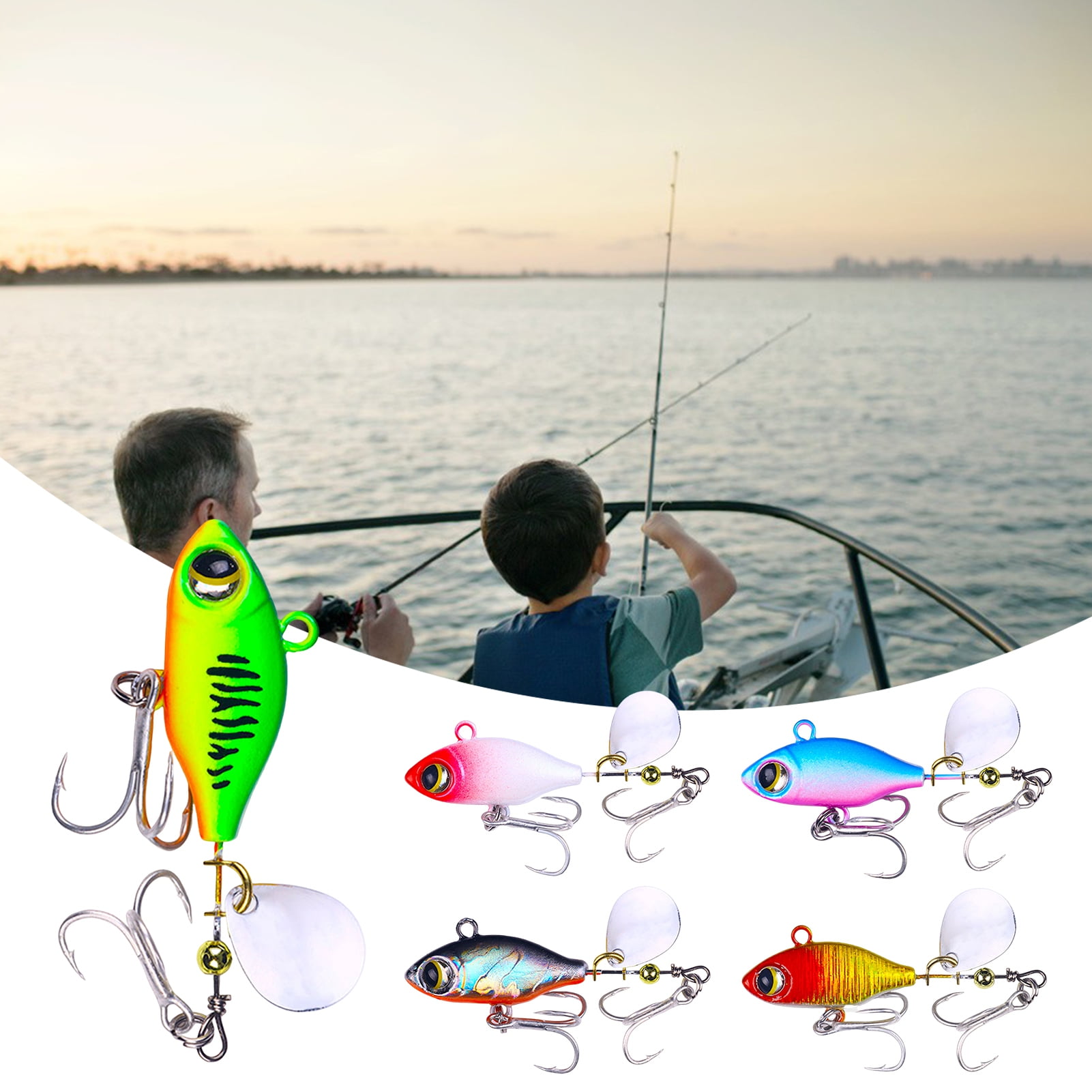 sunsanly 5.8cm/14g Fishing Lure Sinking Sharp Hook Sequin Bright Color ...