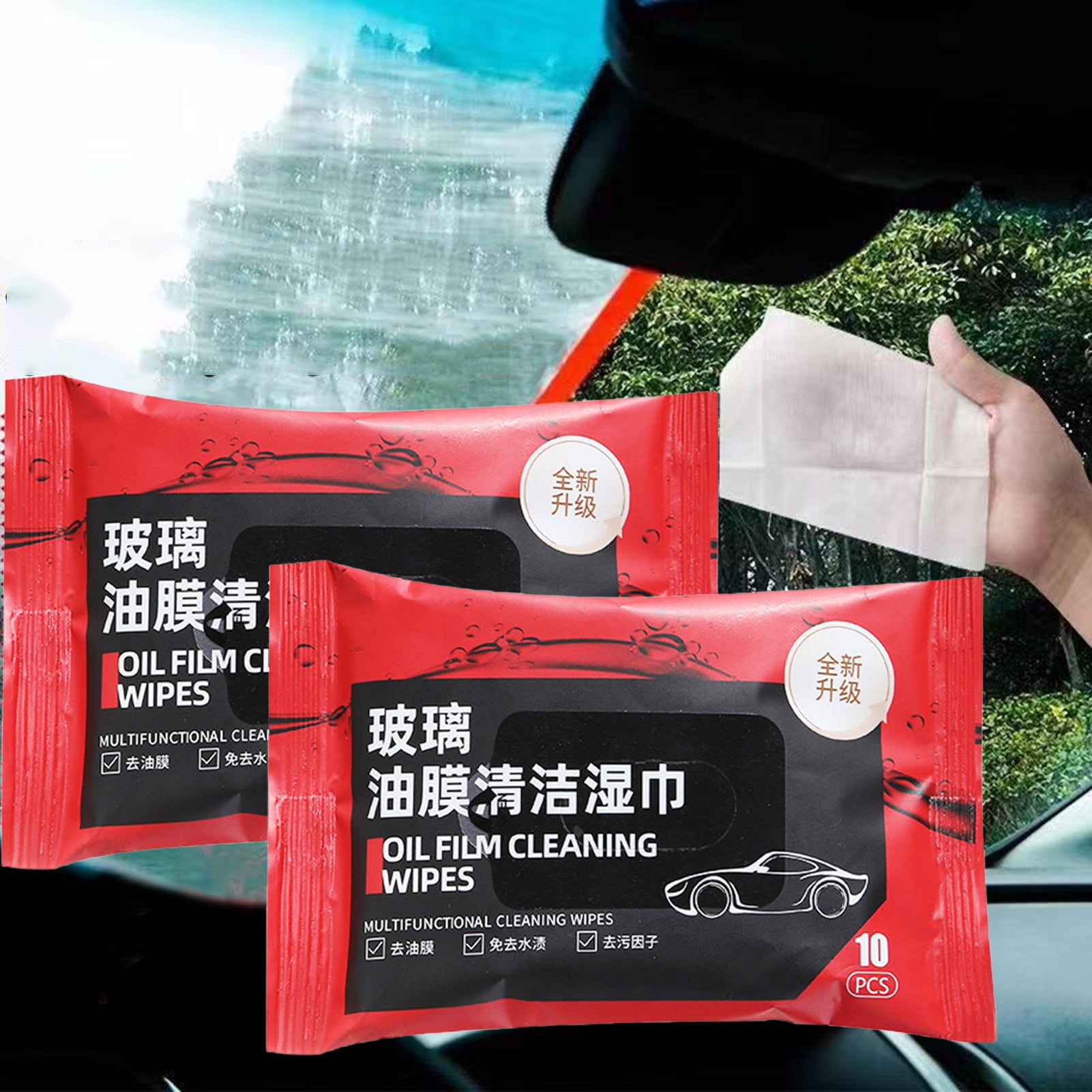 sunsanly 5 Pcs Car Glass Cleaning Wipes Portable Windshield Cleaner ...