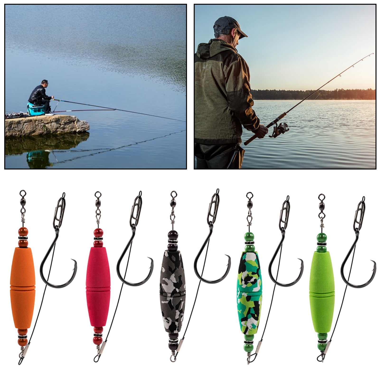 sunsanly 5Pcs Catfish Float Rig Kit with Sharp Hook Crane Swivel Coated ...