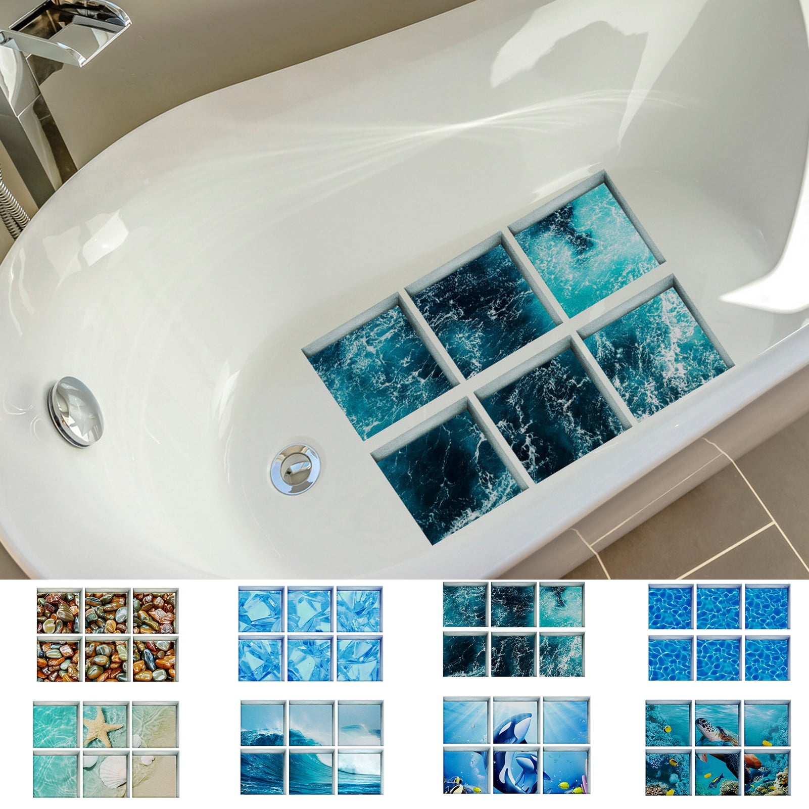 sunsanly 6Pcs/Set Non-Slip Bathtub Sticker Waterproof PVC Removable ...