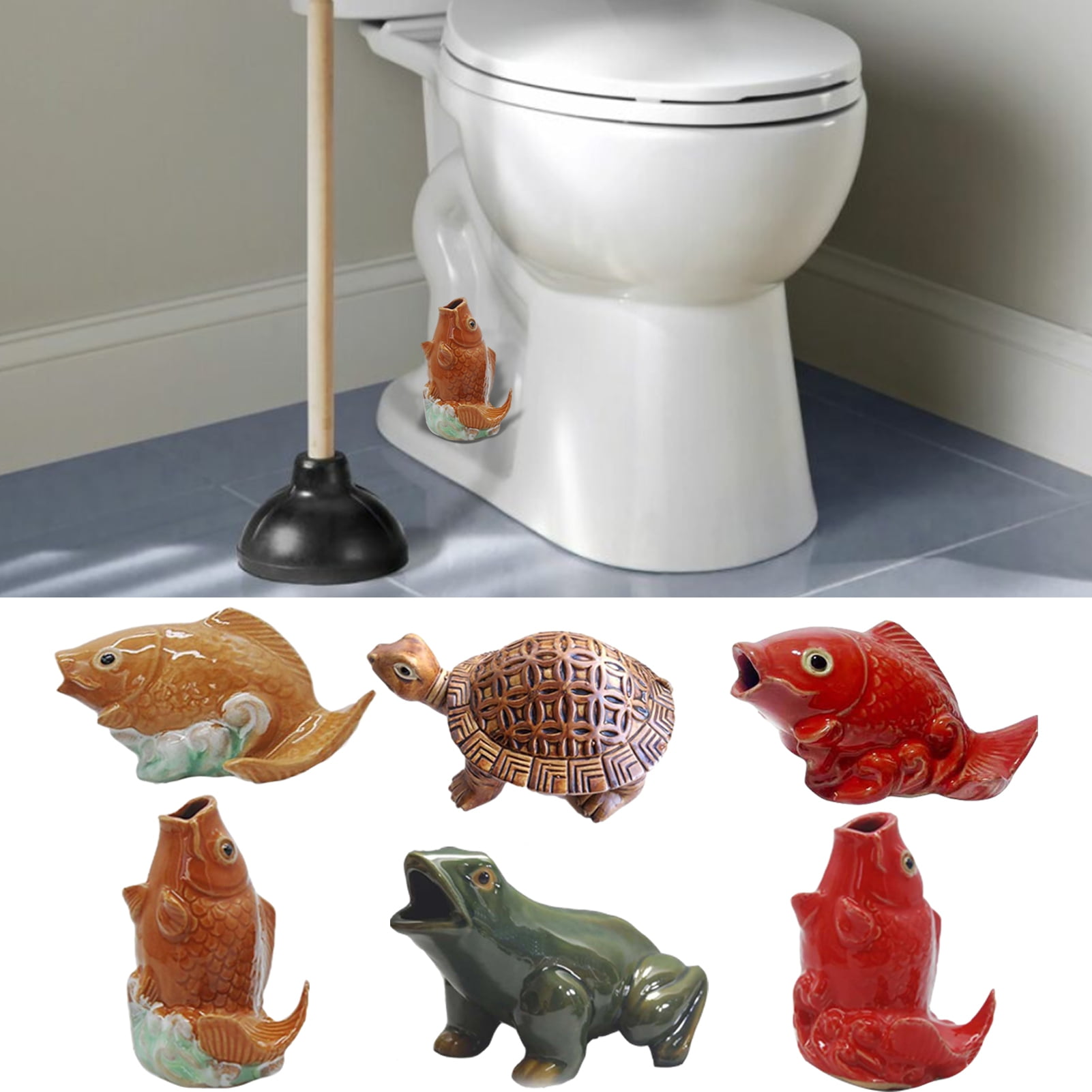 sunsanly Animal Toilet Bolt Cover Frog Fish Turtle Figurine Bathroom ...