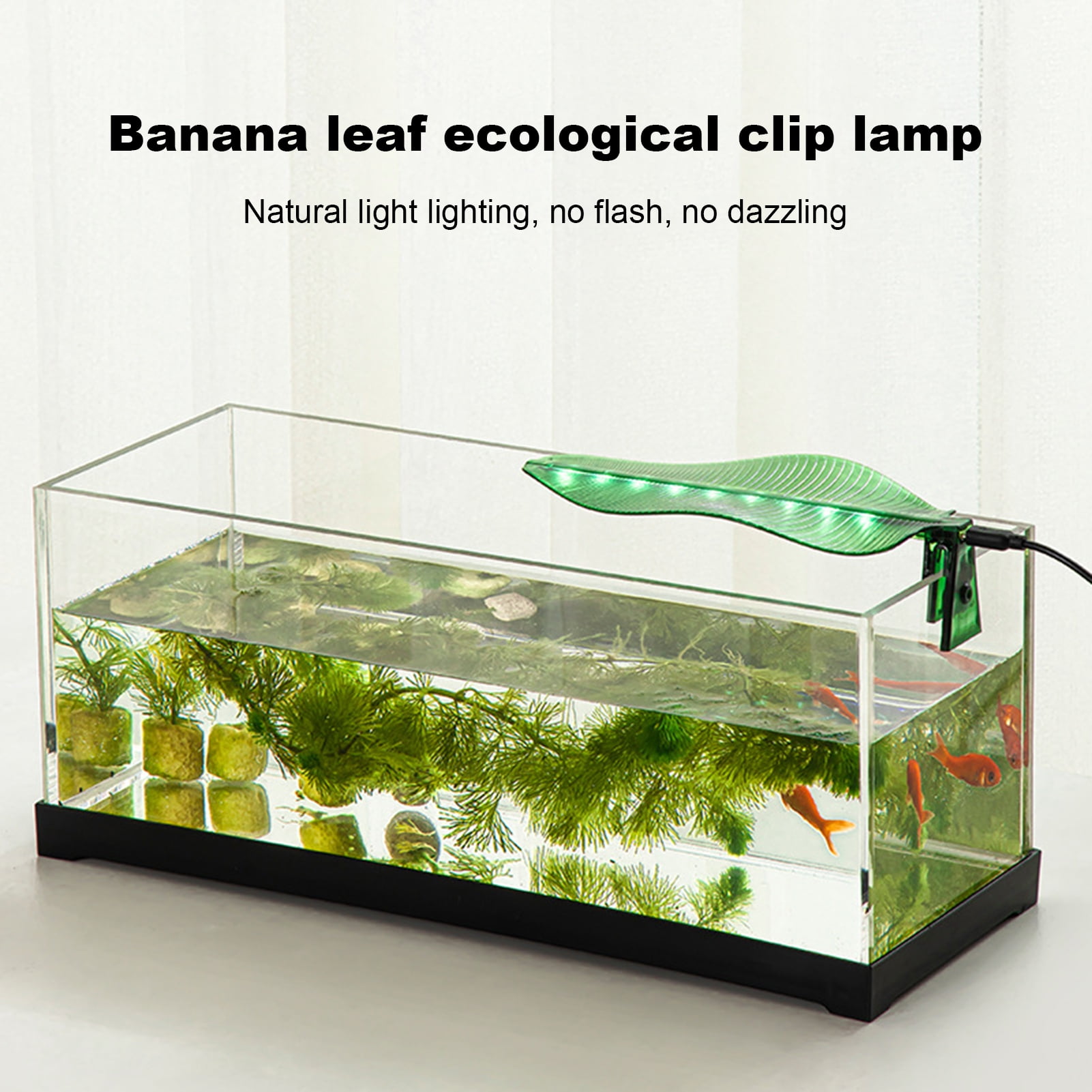 sunsanly Aquarium Light LED Fish Tank Clip Lamp USB Powered Banana Leaf ...