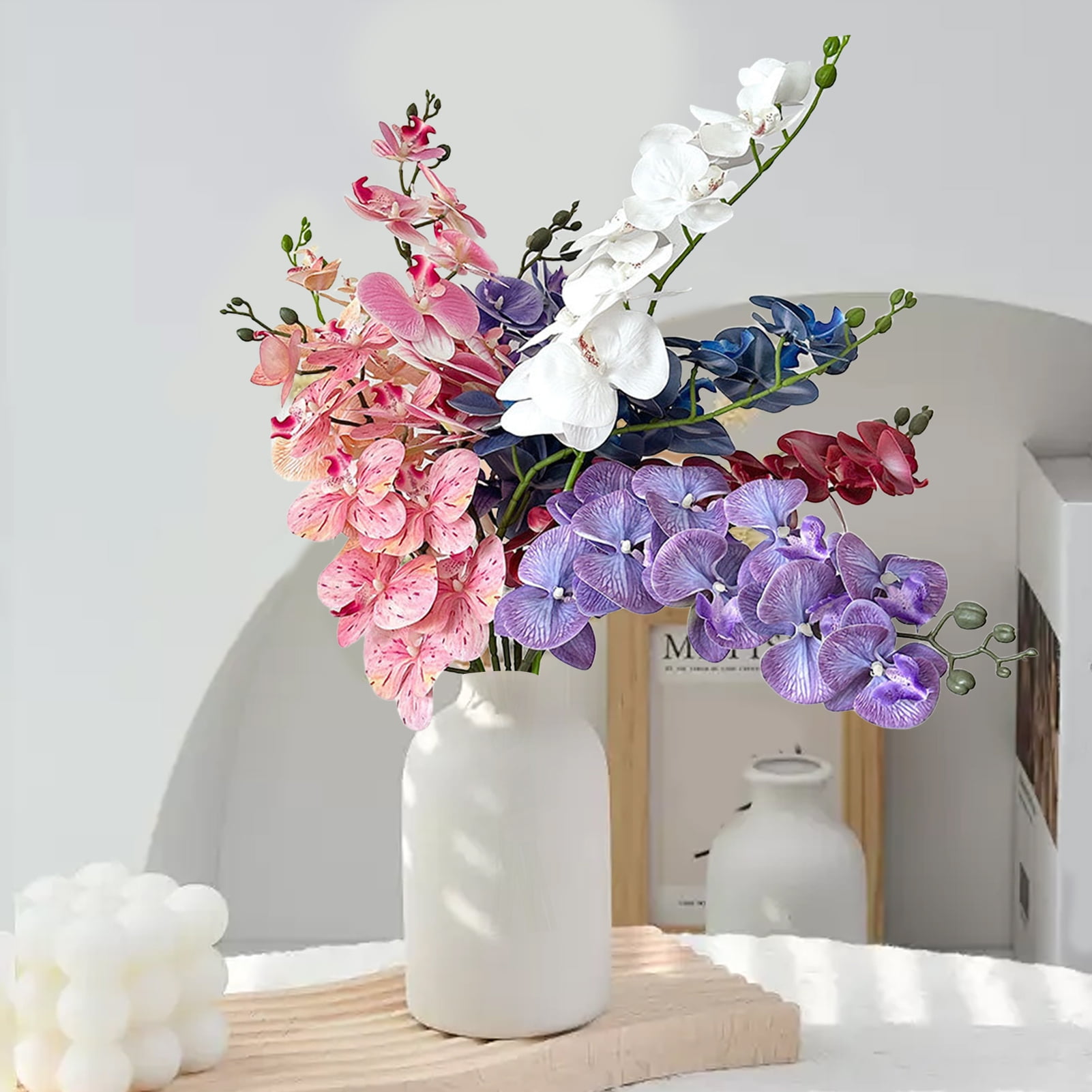 sunsanly Artificial Moth Orchids 9 Heads Realistic Fake Silk Flower ...